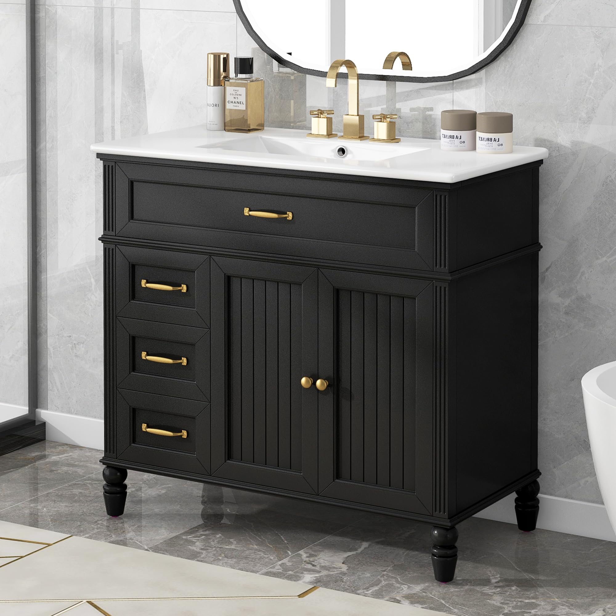 Amazon.com: Harper & Bright Designs Bathroom Vanity Cabinet Set with ...