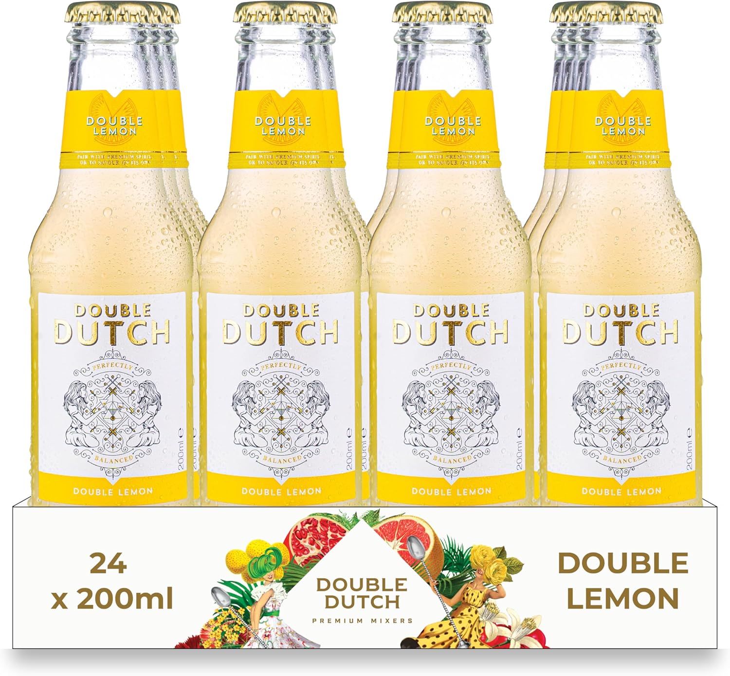 Double Dutch Double Lemon Premium Mixer 24 x 200ml bottles Low Calorie ...