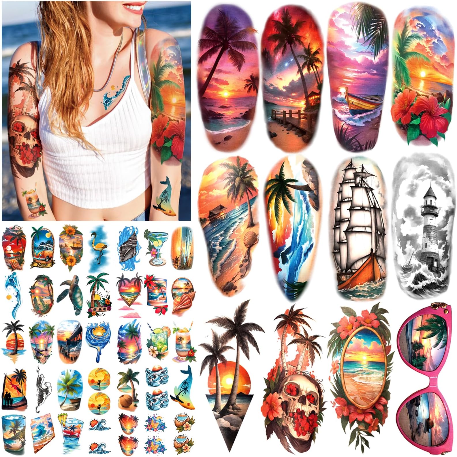 Amazon.com : 77 Sheets Temporary Tattoo for Women and Men, 17 Sheets ...