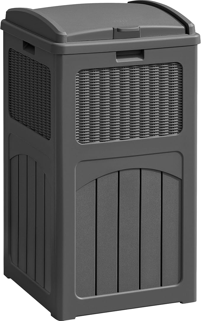 Amazon.com: Greesum 33 Gallon Outdoor Trash Can with Lid, Waterproof ...