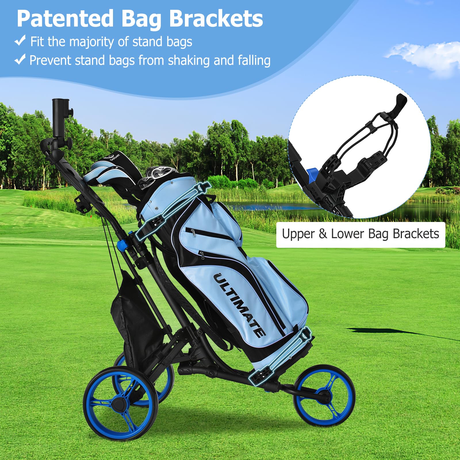 Snapklik.com : Tangkula Golf Push Pull Cart, Lightweight Aluminum ...
