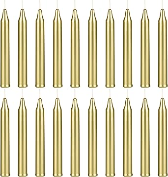 Amazon.com: Mega Candles 20 pcs Unscented Gold Exquisite Mini Taper ...