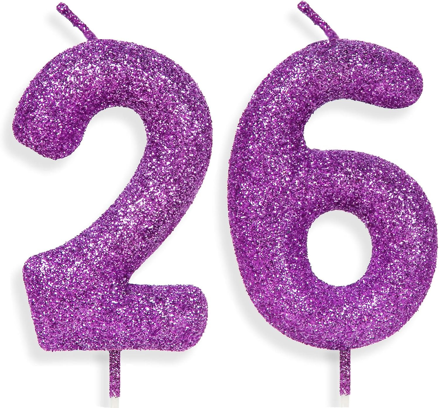 Amazon.com: 26th Glitter Birthday Candles, Purple Pink Birthday Number ...