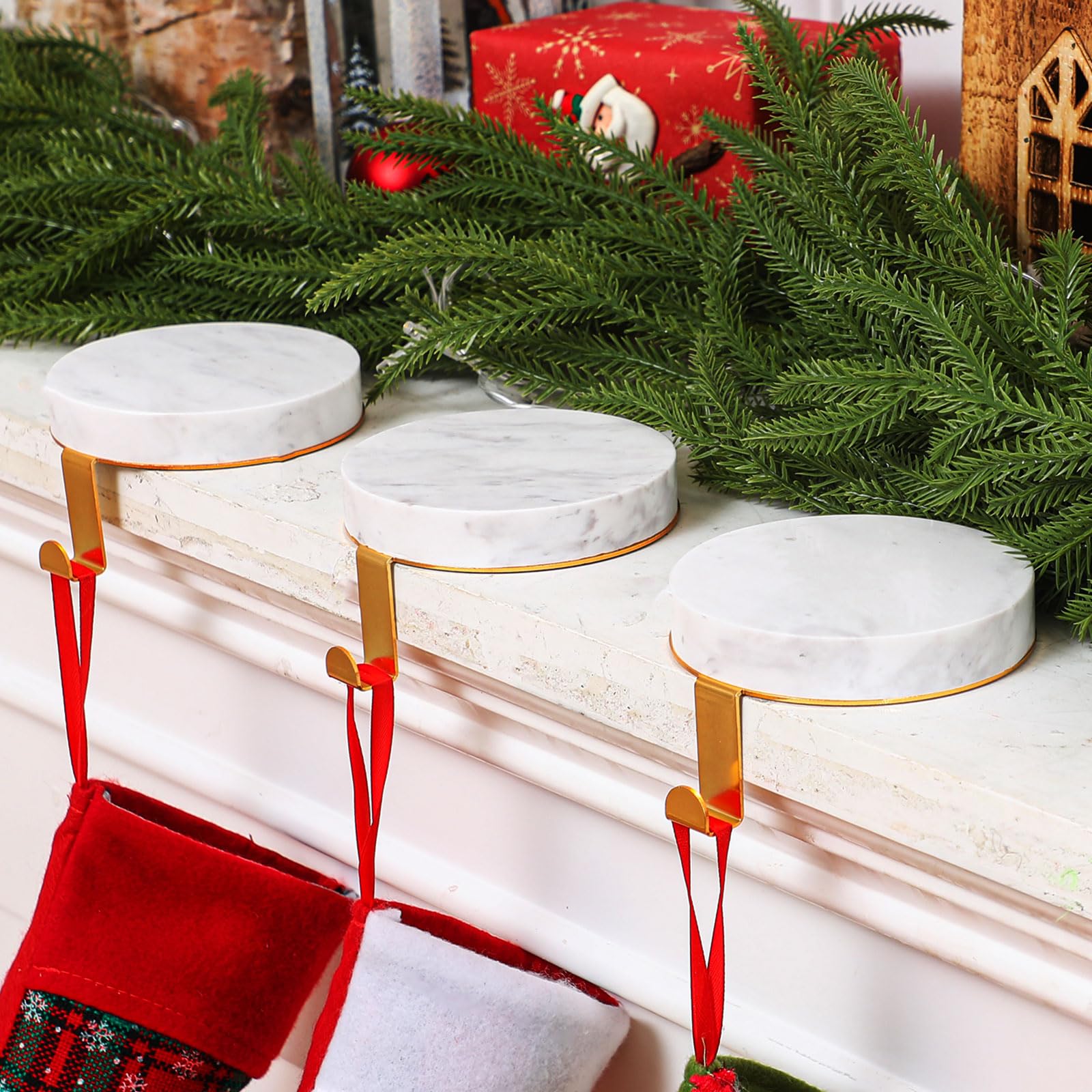 Amazon.com: Vercraft 4 Pcs Christmas Stocking Holders for Mantle Marble ...