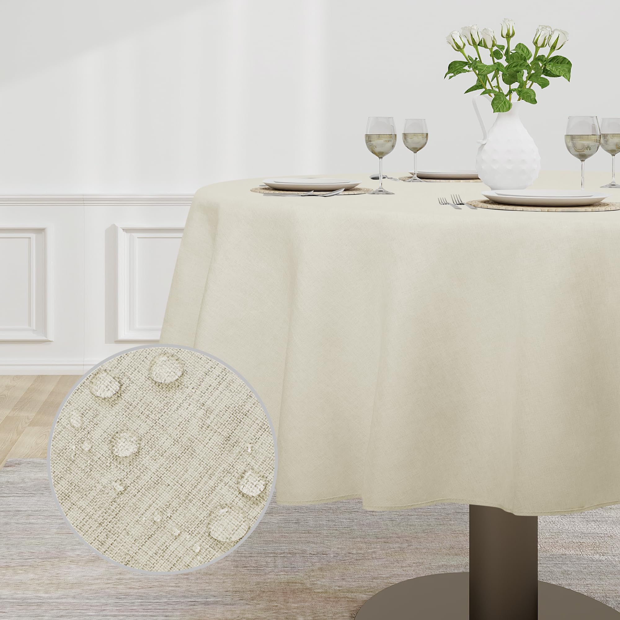 Amazon.com: Easy-Going Faux Linen Waterproof Spill-Proof Tablecloth ...
