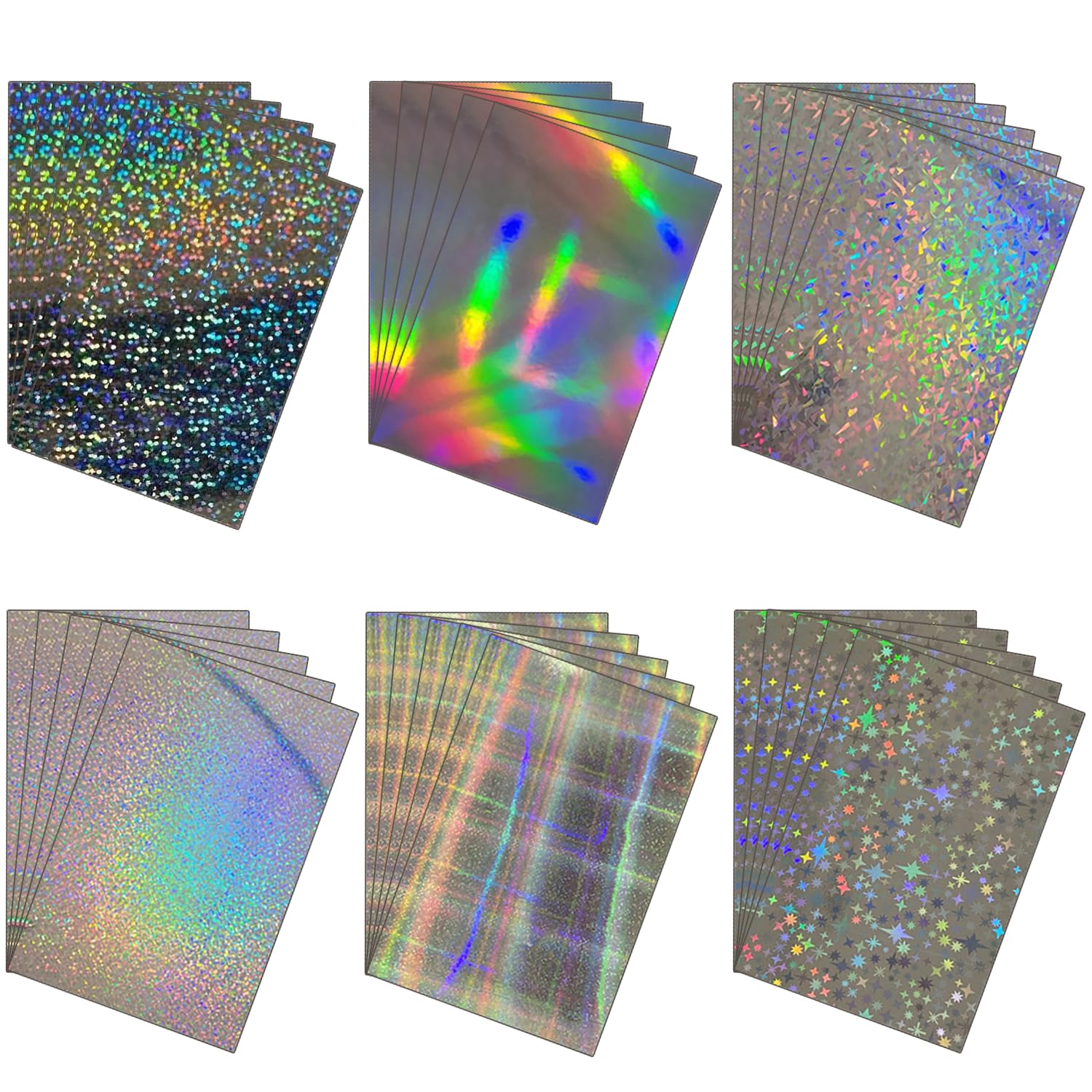 Sheets Metallic Holographic Card Stock Glitter Shiny Iridescent Mirror ...