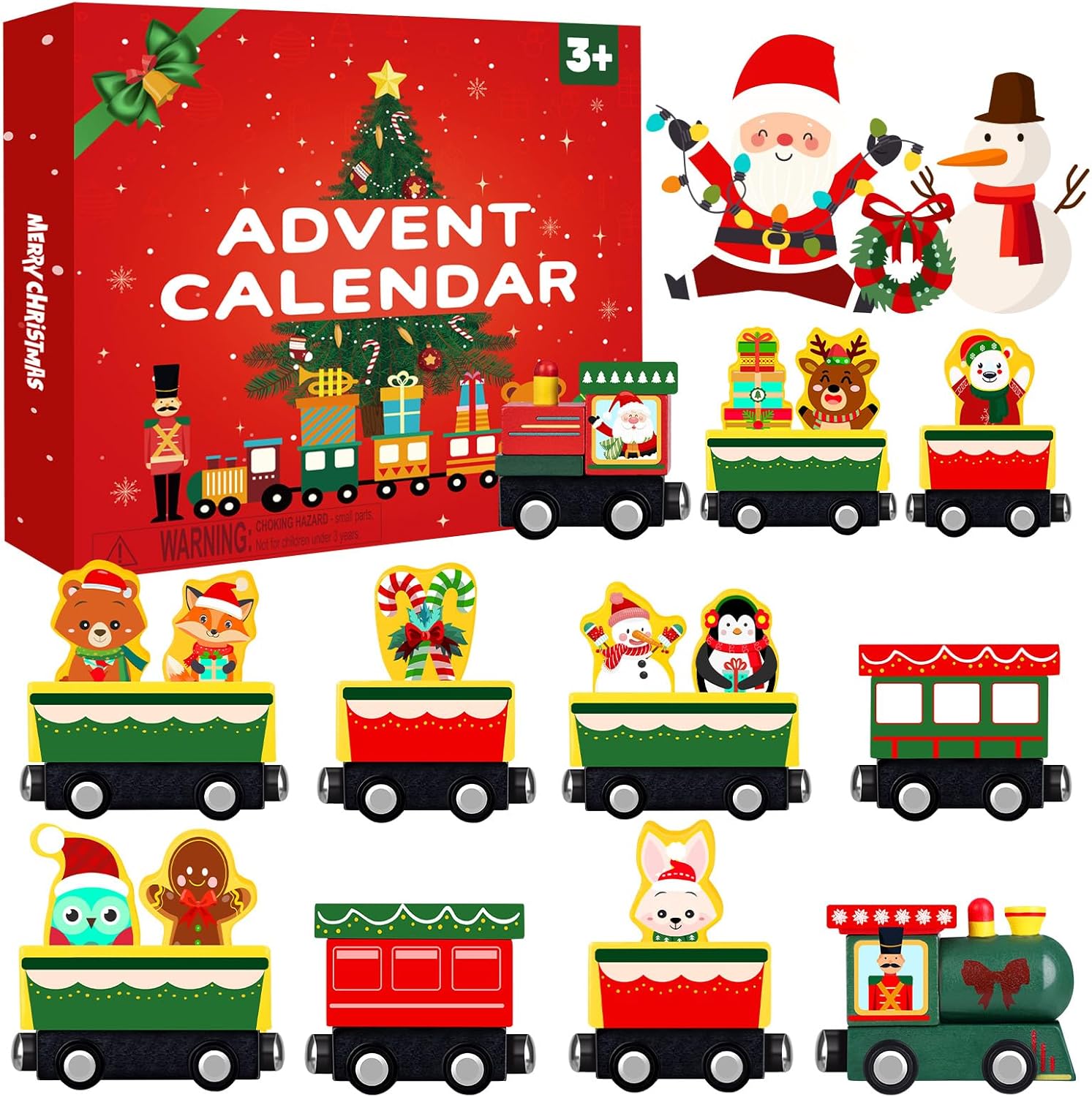 Amazon.com: Toddler Advent Calendar 2025 - Christmas Wooden Train Set ...