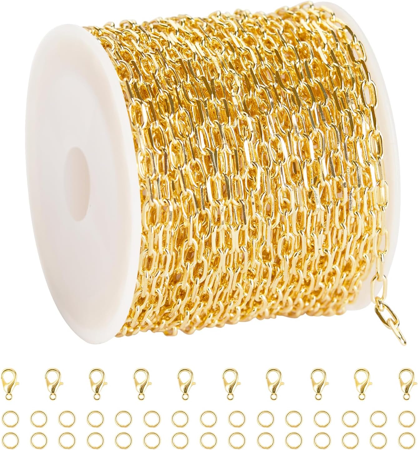 Amazon.com: SMYHTGLIF 32.8 Feet 18K Gold Plated Brass Chain for Jewelry ...