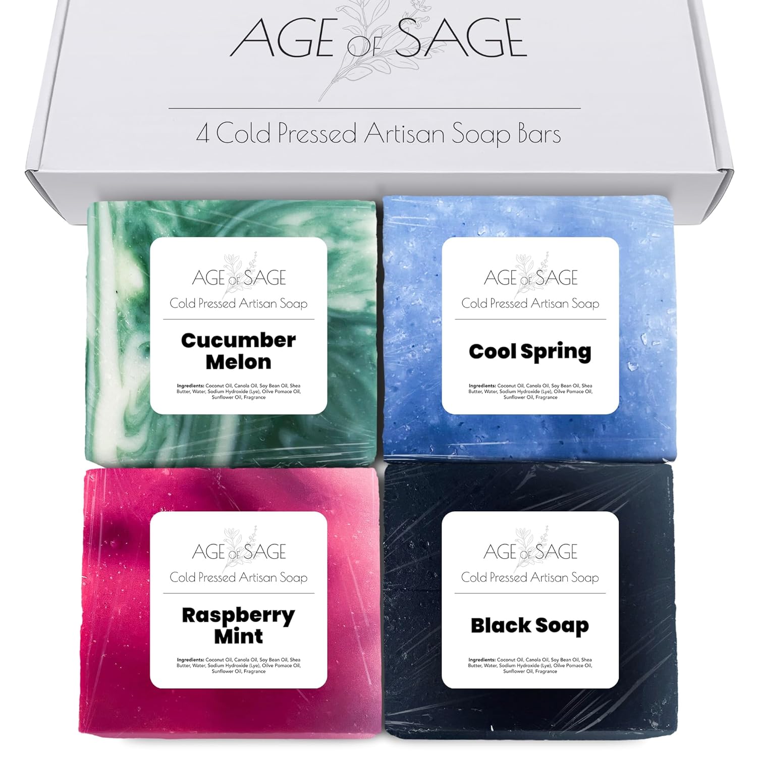 Amazon.com : Age of Sage Natural Soap Set for Women - Handmade ...