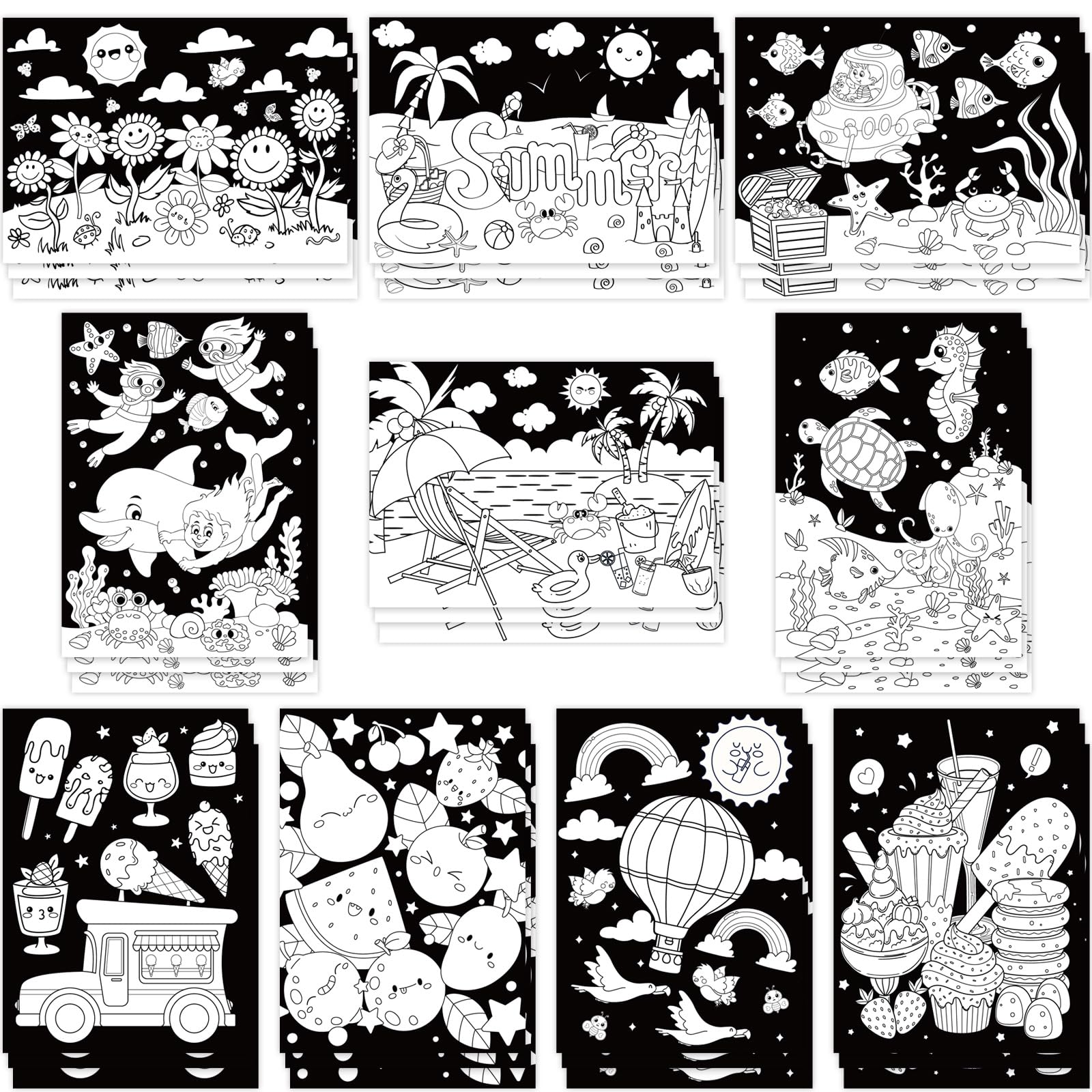Snapklik.com : 30 Pcs Funny Color Your Own Summer Posters DIY Happy ...