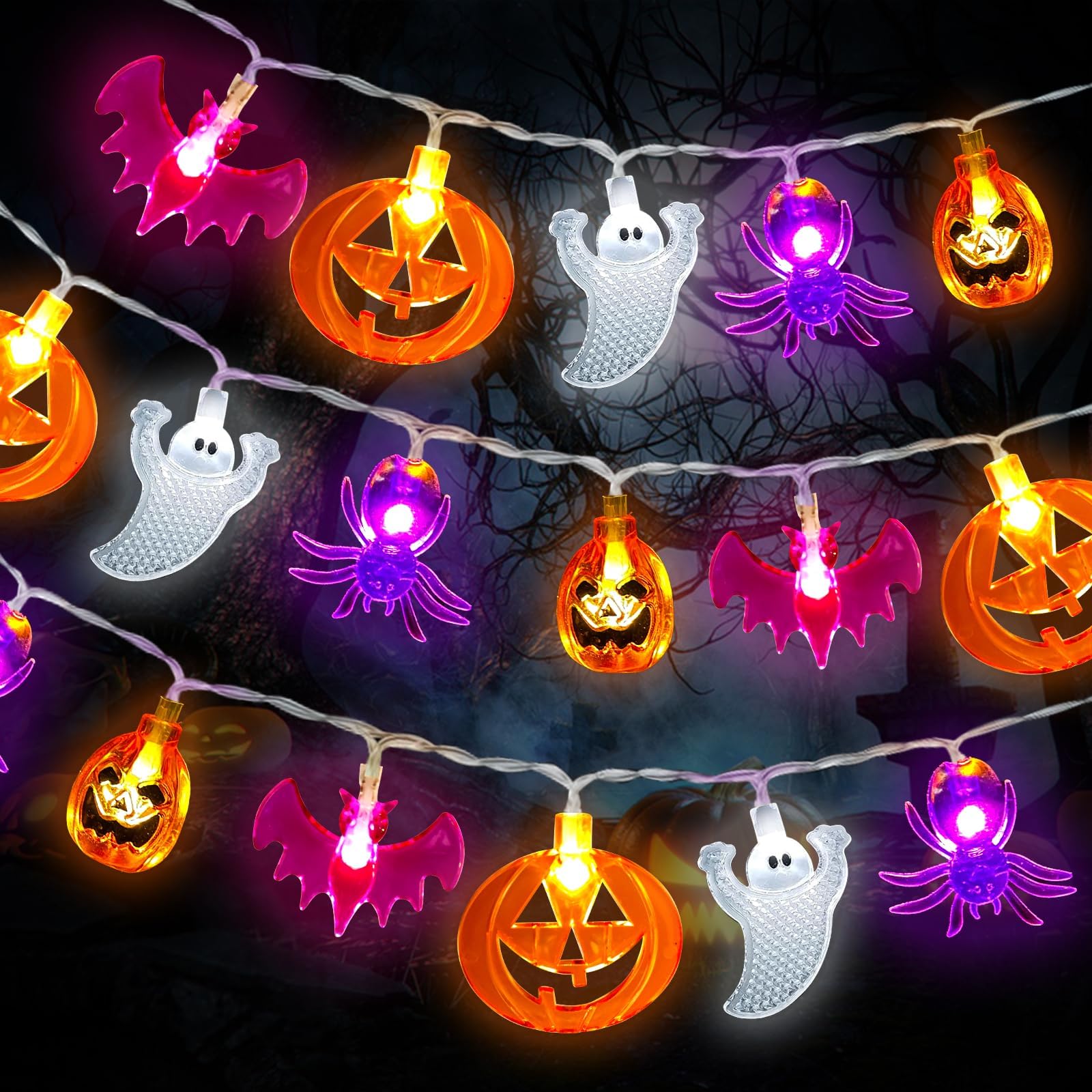 Jsdoin - Luci a forma di zucca per Halloween, impermeabili, alimentate ...