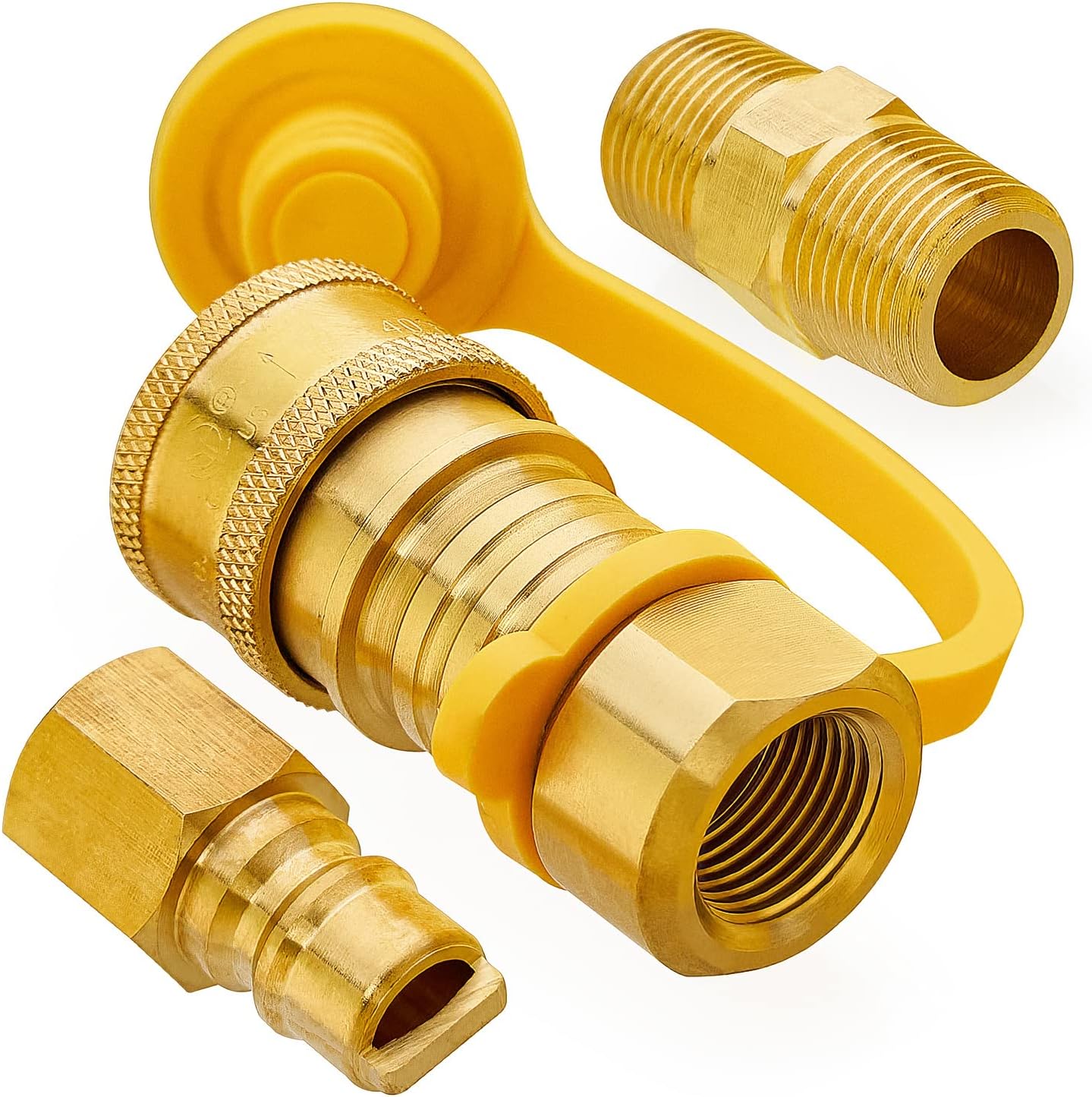 Amazon.com : CALPOSE 3/8 Inch Natural Gas Quick Connect Fittings, 100% Solid Brass LP Gas ...