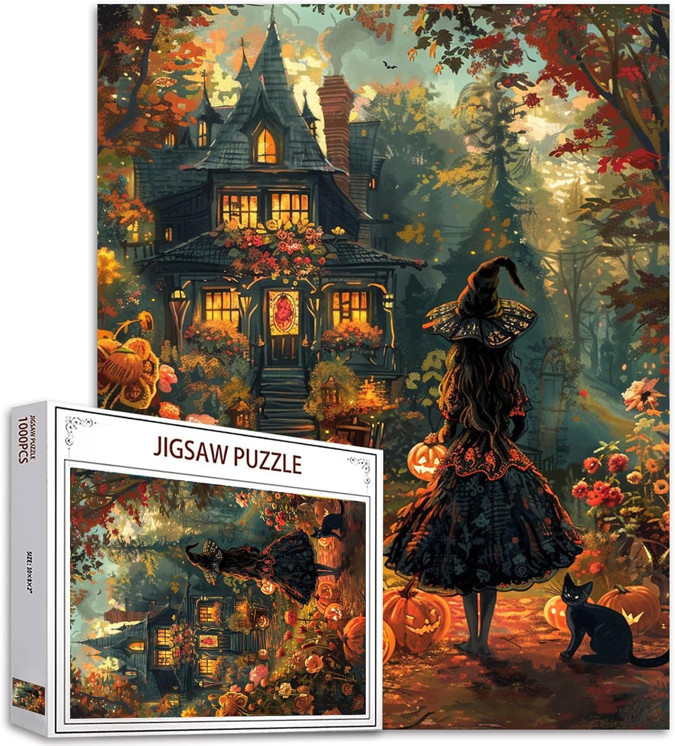 Amazon.com: 1000 Piece Jigsaw Puzzle-Halloween Dress Witch Puzzles 1000 ...