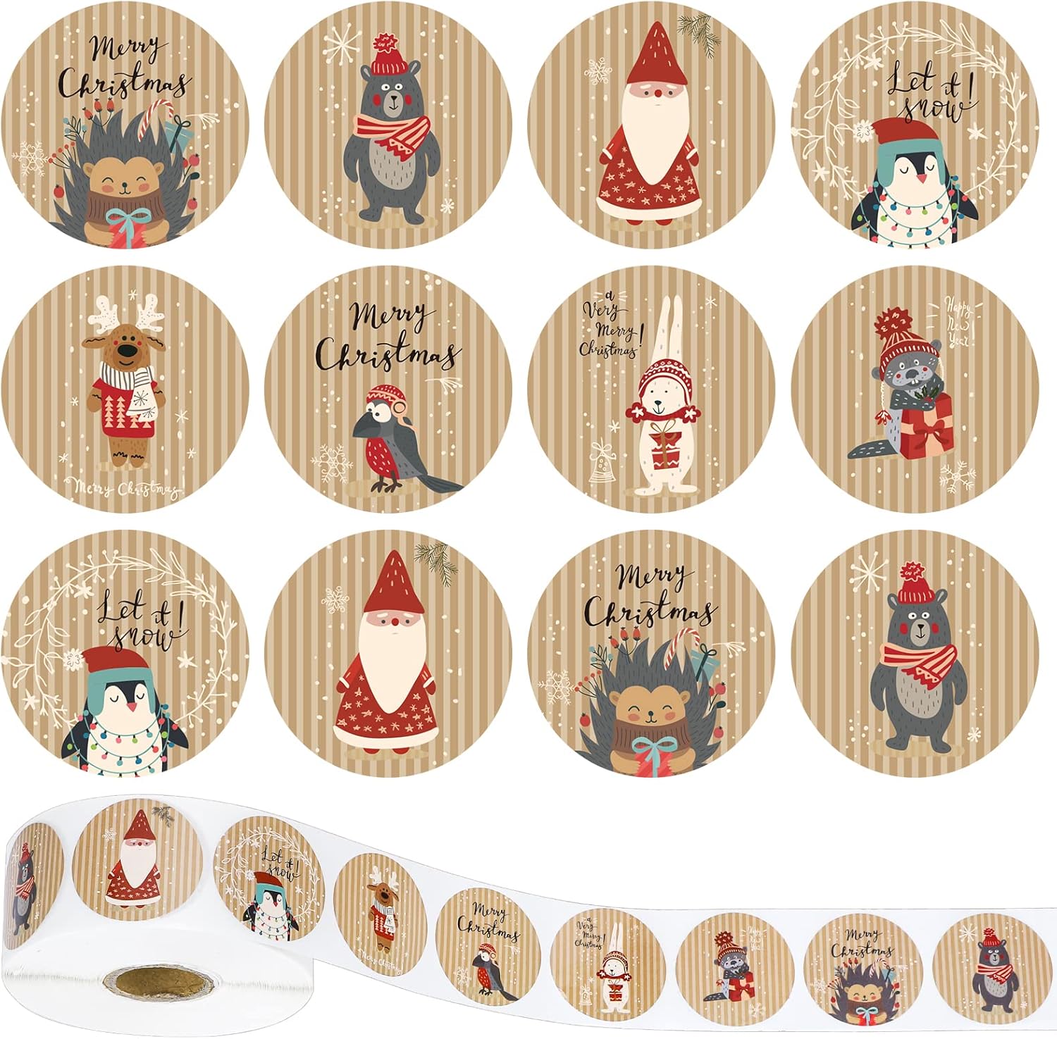 Amazon.com: Whaline 1000Pcs Christmas Stickers Labels Christmas Circle ...