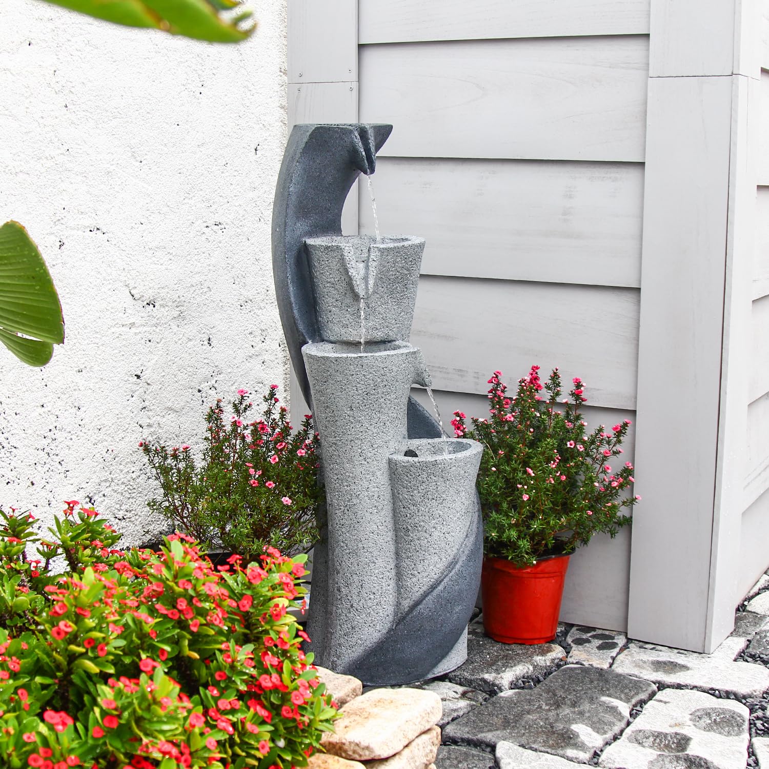 Snapklik.com : Waterfall Fountain Outdoor Fountains Garden Simple ...