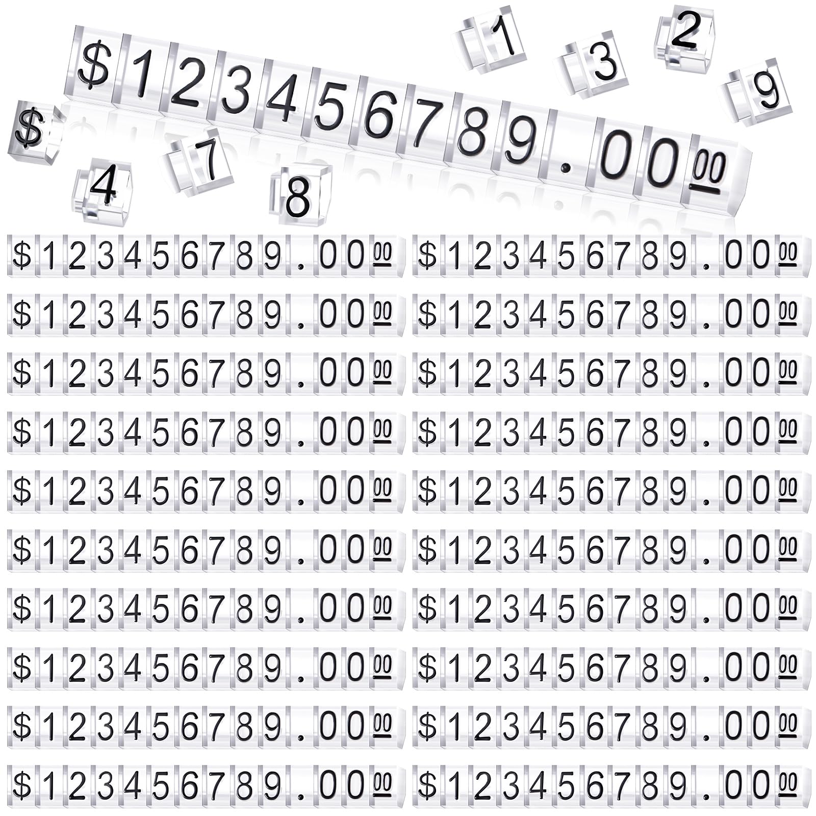 Snapklik.com : Qunclay 50 Sets Price Display Cube Number Letter Price ...