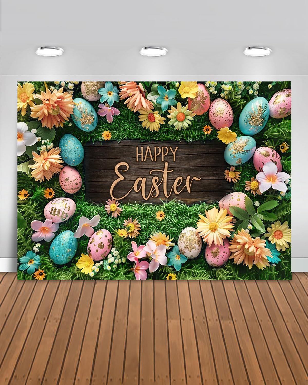 Amazon.com : Mocsicka Happy Easter Backdrop Colorful Easter Eggs ...