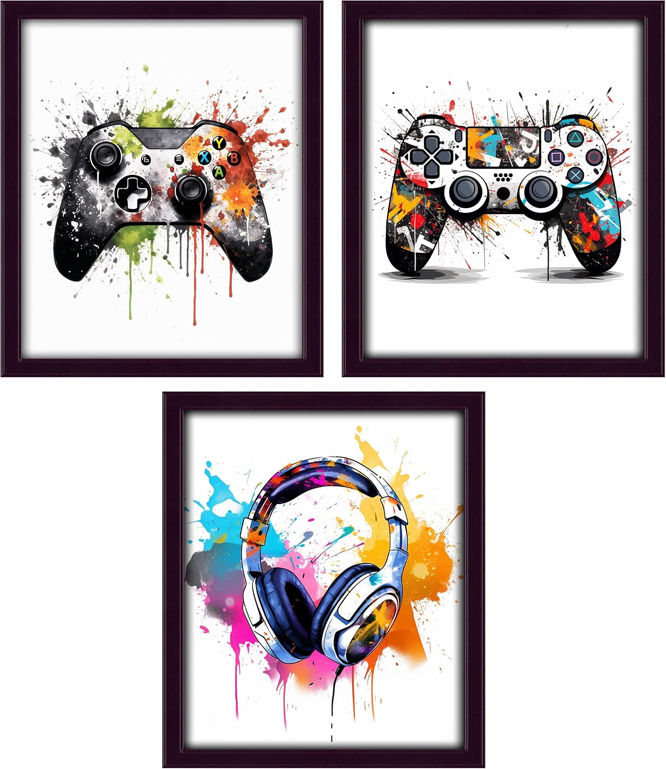 Amazon.com: Watercolor Gaming Posters Set of 3 (8x10 Inches), Room Wall ...