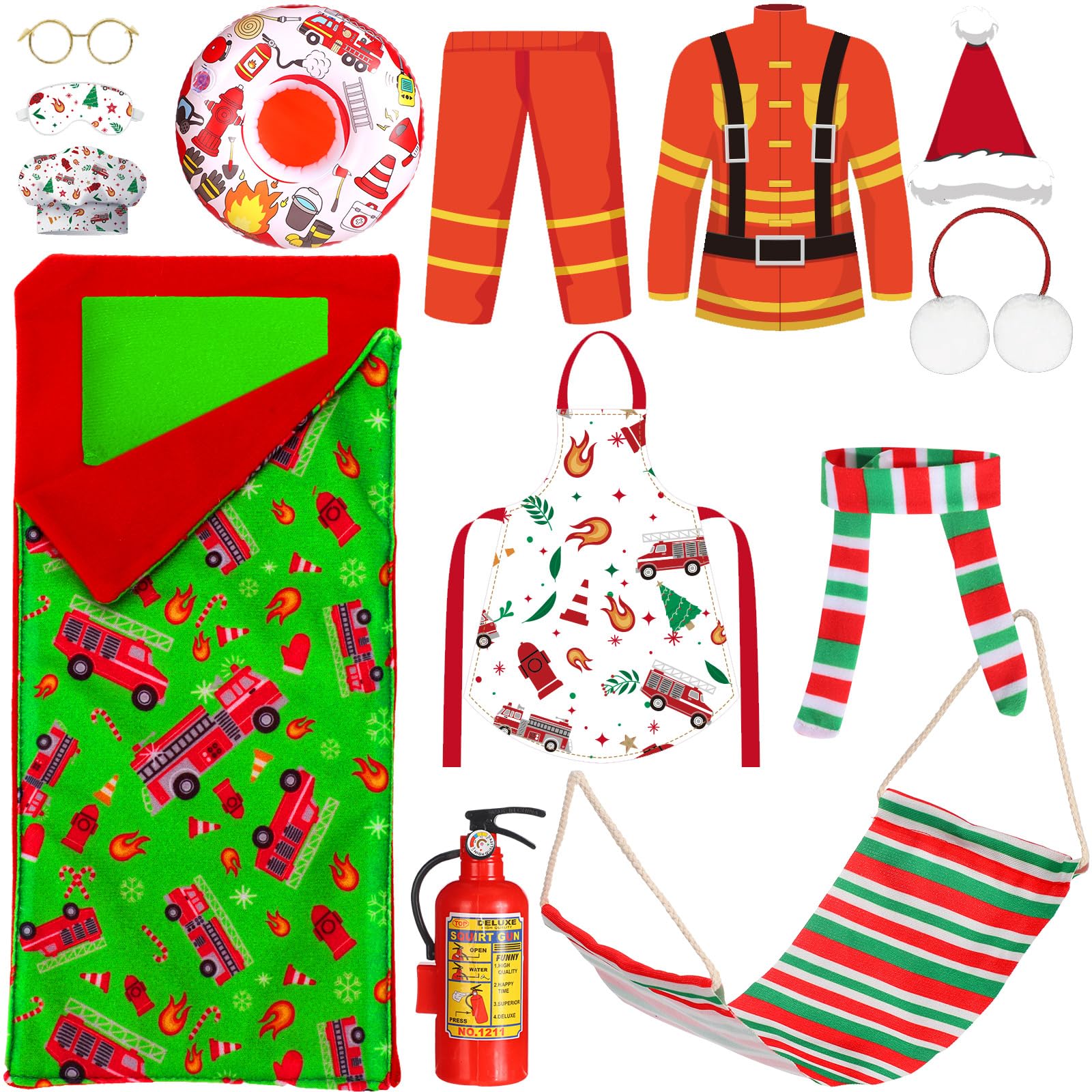 Amazon.com: Kacctyen 14 Pcs Fireman Themed Christmas Elf Doll ...