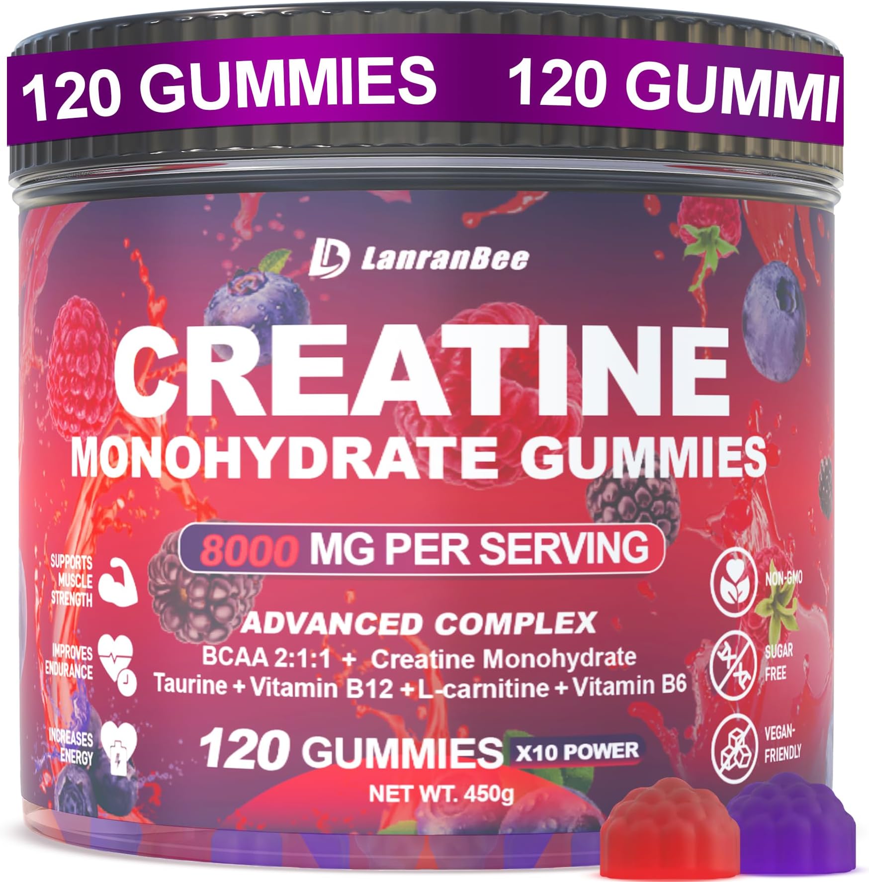 Amazon.com: Creatine Monohydrate Gummies 5g with Vitamins B6, B12 ...