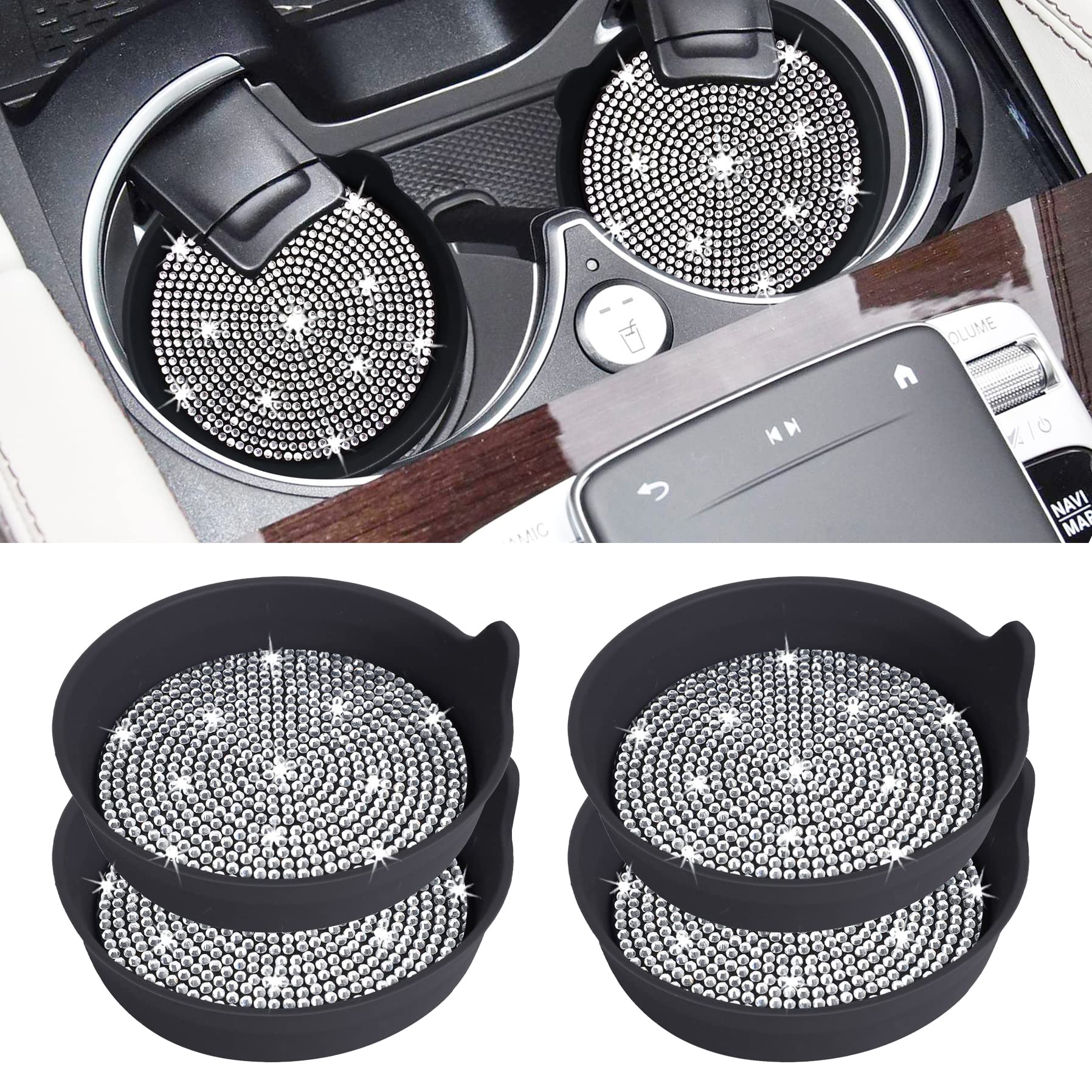 Amazon.com: Amooca Car Cup Coaster Universal Non-Slip Cup Holders Bling ...