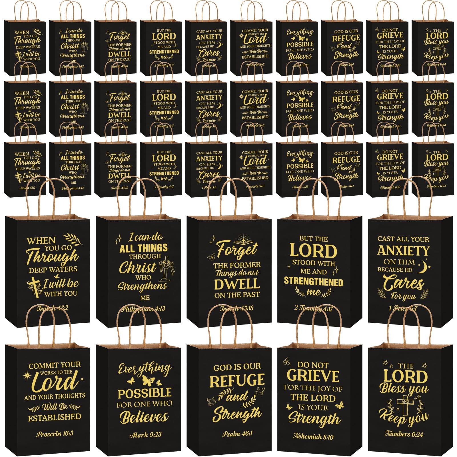 Amazon.com: Chiisong 100 Pcs Christian Gift Bags Religious Bible Verse ...