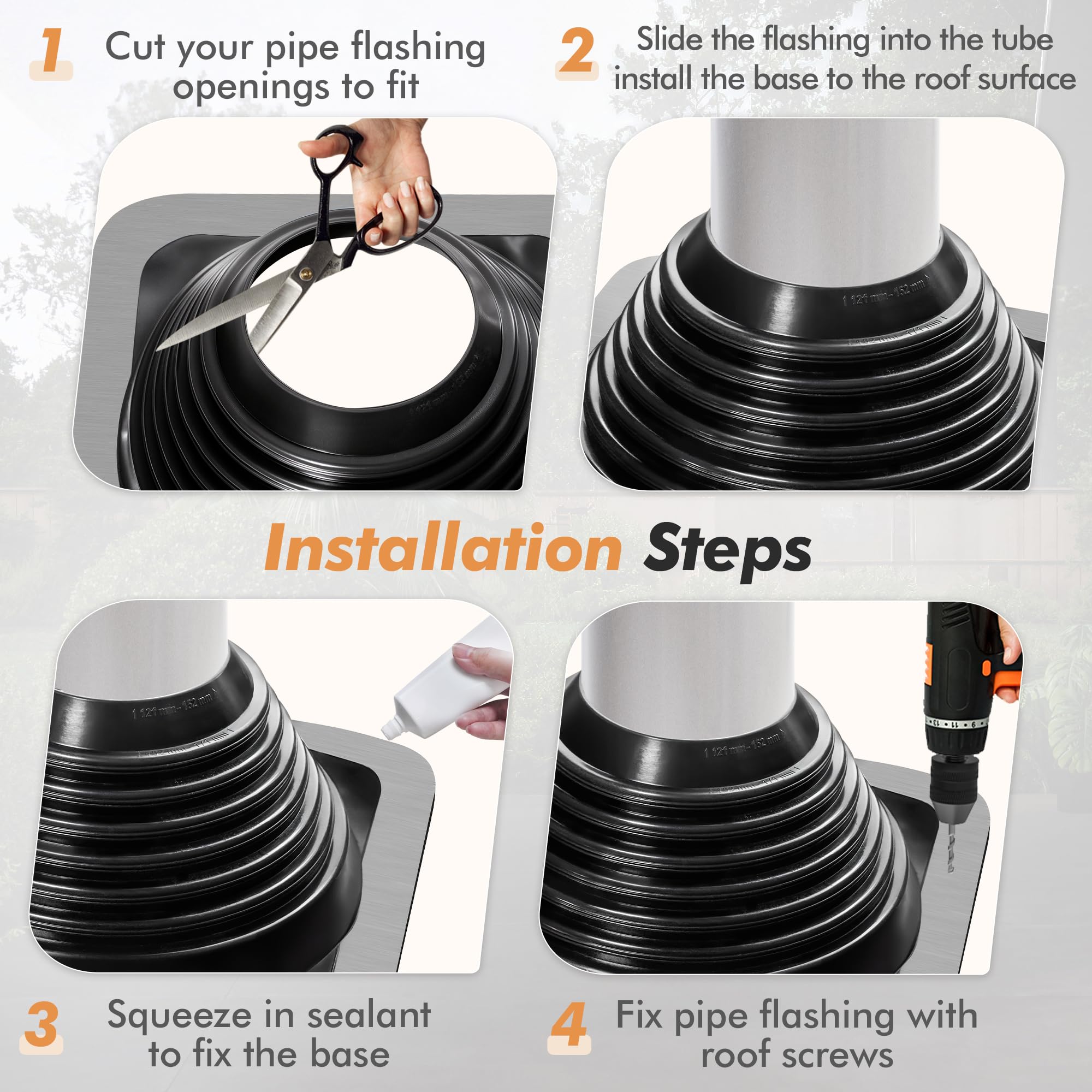 Snapklik.com : #6 Epdm Metal Roof Vent Boot, Flexible Roofing Boots ...