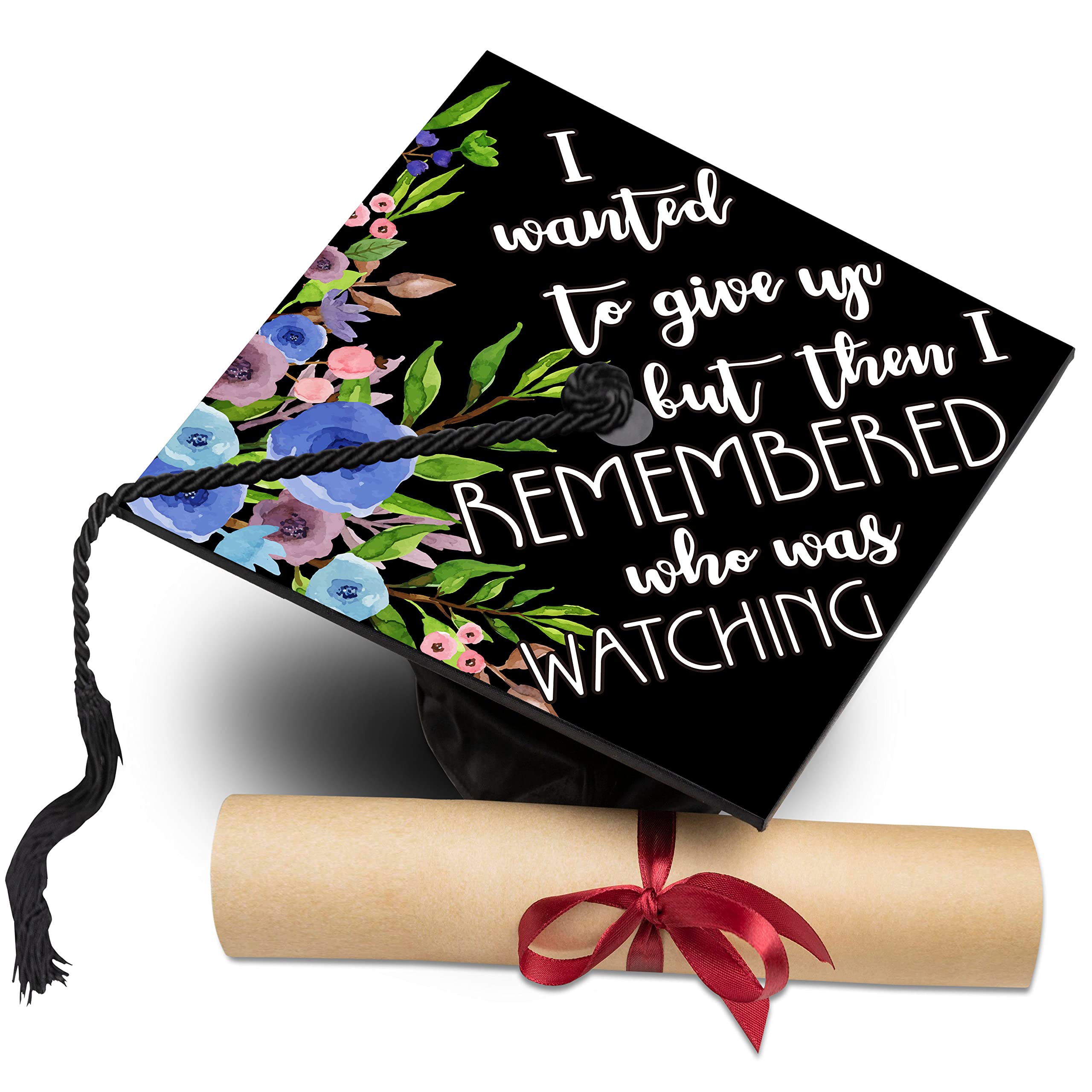 Graduation Cap Topper, Floral Motivational Quote Graduation Hat Topper ...
