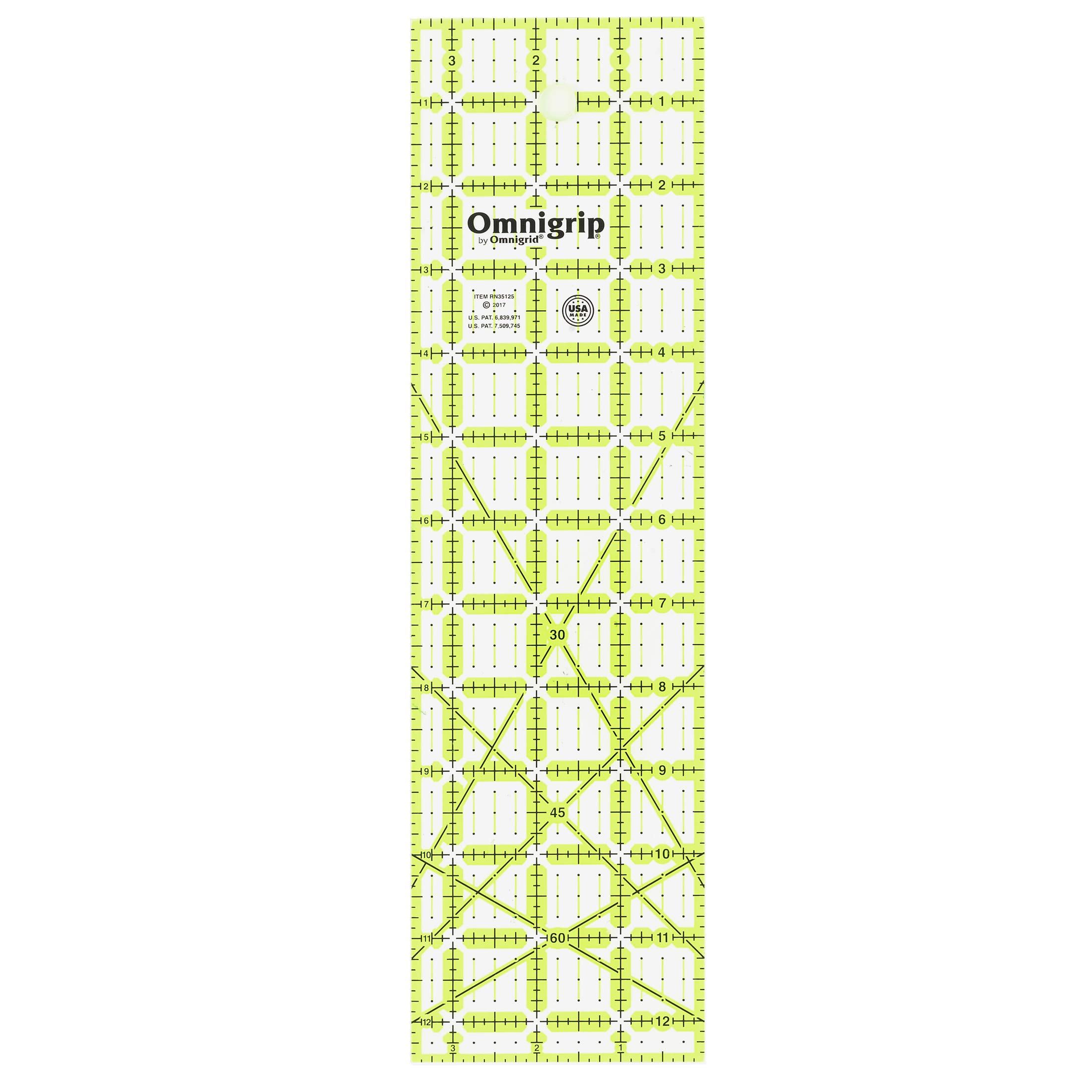 Omnigrid Omnigrip 3-1/2" x 12-1/2" Non-Slip Rectangle Quilting Ruler, 3 ...