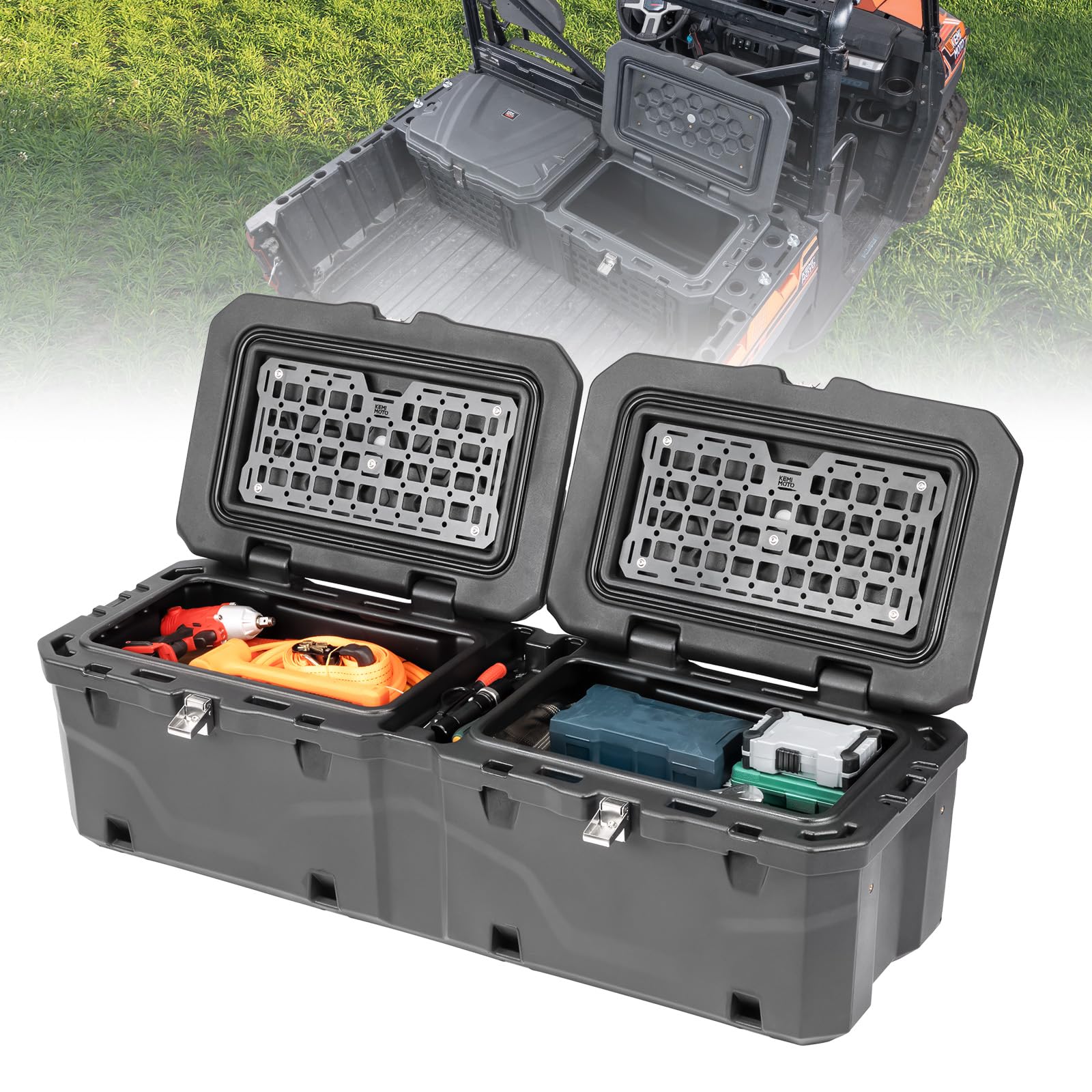 KEMIMOTO UTV Bed Box Tool Box 110L Compatible with Polaris Ranger 1000 ...