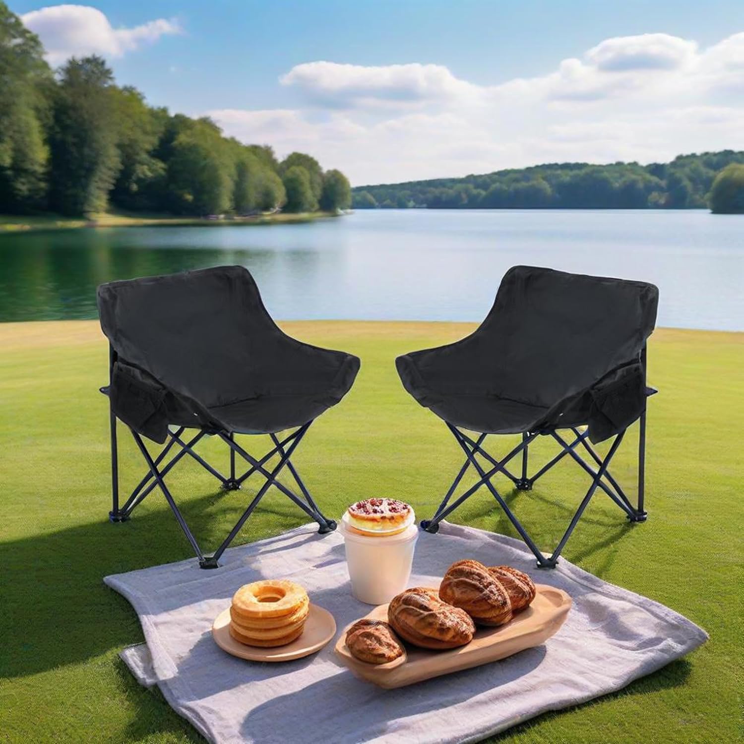 Amazon.com : ROCKRAIN Folding Camping Chair 2 Pack - Heavy Duty ...