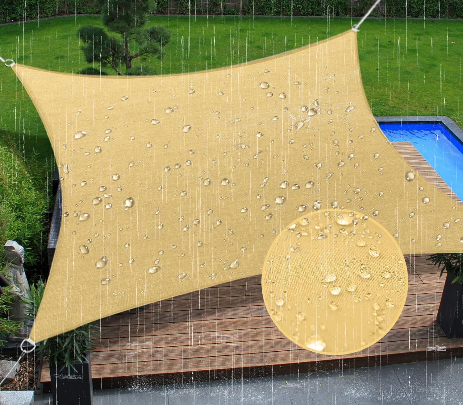 Amazon.com : ABCCANOPY Waterproof Sun Shade Sail, 6.5'x10' UV Block ...