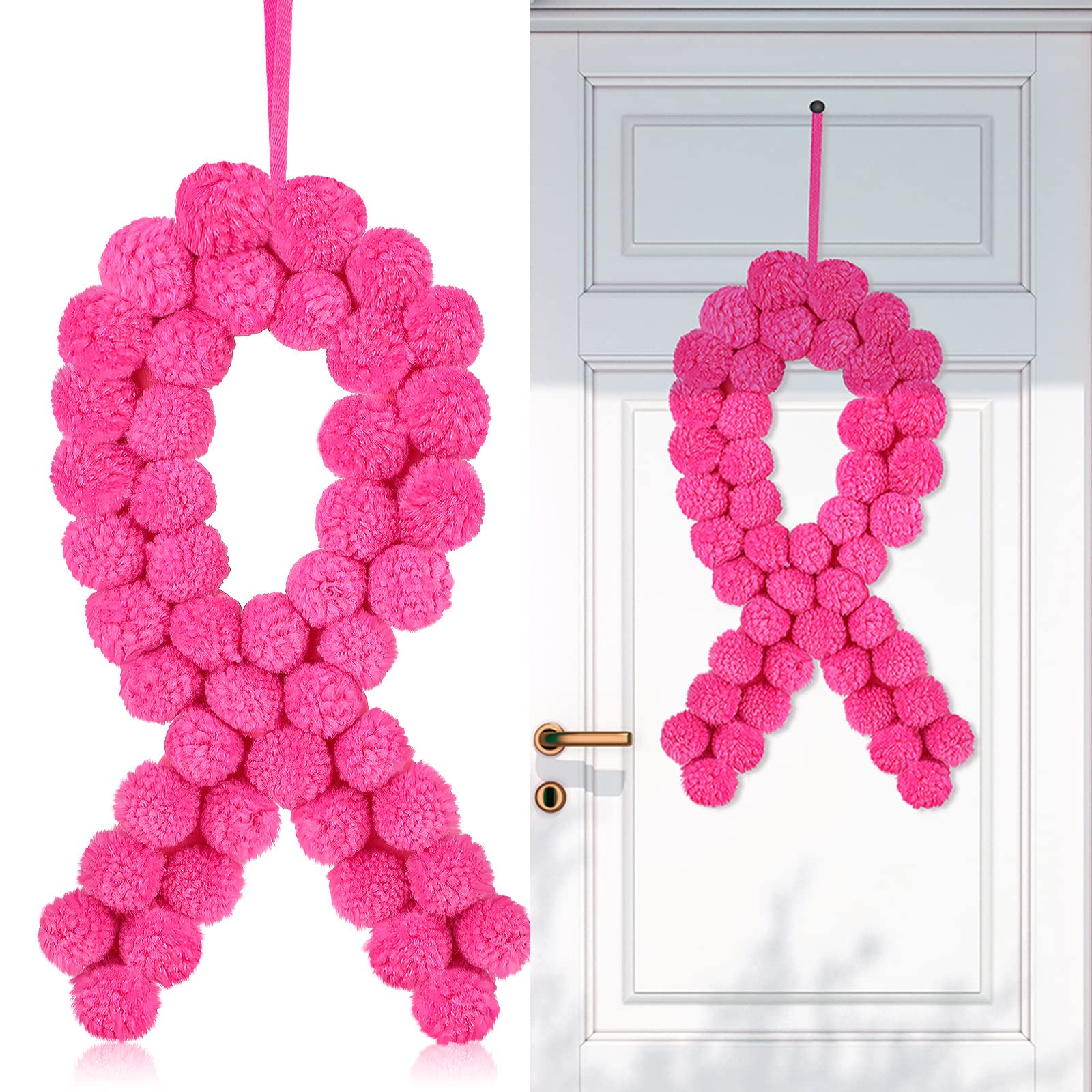 Amazon.com: Pink 13 inches Breast Cancer Awareness Ribbons Sign Decor ...