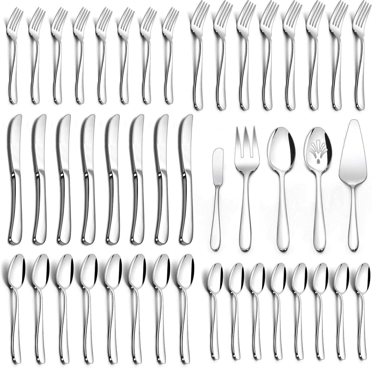 Amazon.com | Herogo Heavy Duty Silverware Set with Serving Utensils, 65 ...