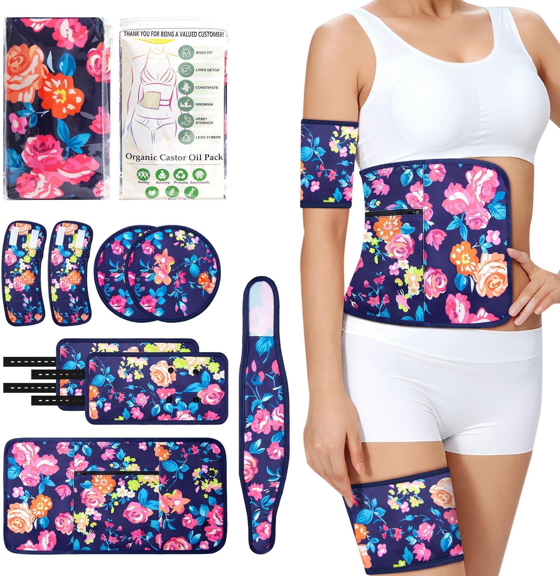 Amazon.com: Aphlos Castor Oil Pack Wrap-10 Pcs,Reusable & Adjustable ...