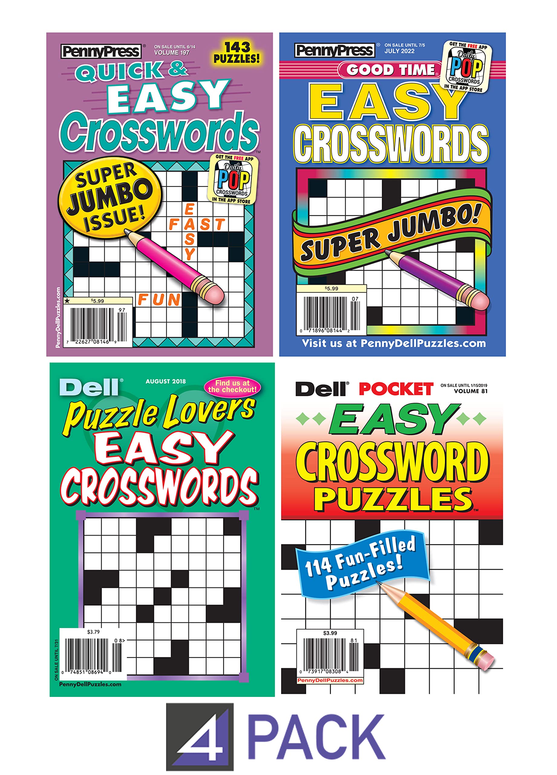 Lot (4) Dell/Penny Press Puzzle/Crosswords Puzzles Books: puzzle books ...