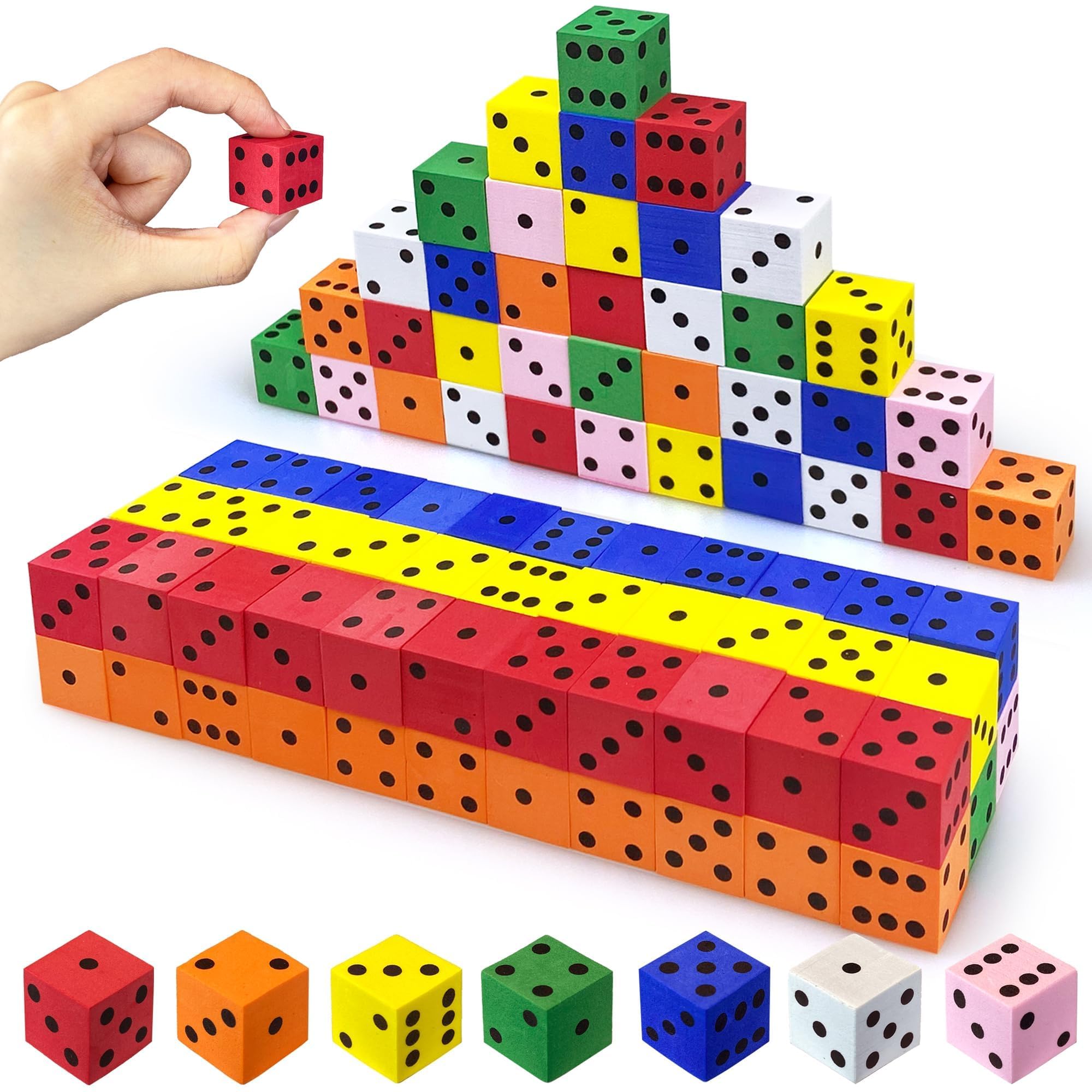 Amazon.com: 80PCS Foam Dice Set Small Colorful Dices with Number Dots ...