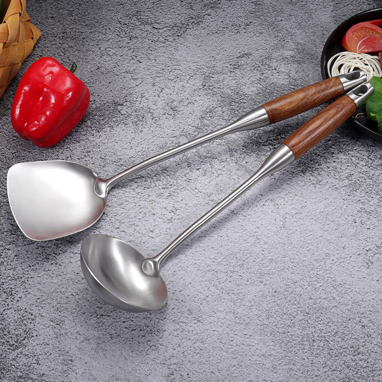 Snapklik.com : Wok Spatula & Ladle Tool Set, 304 Stainless Steel ...