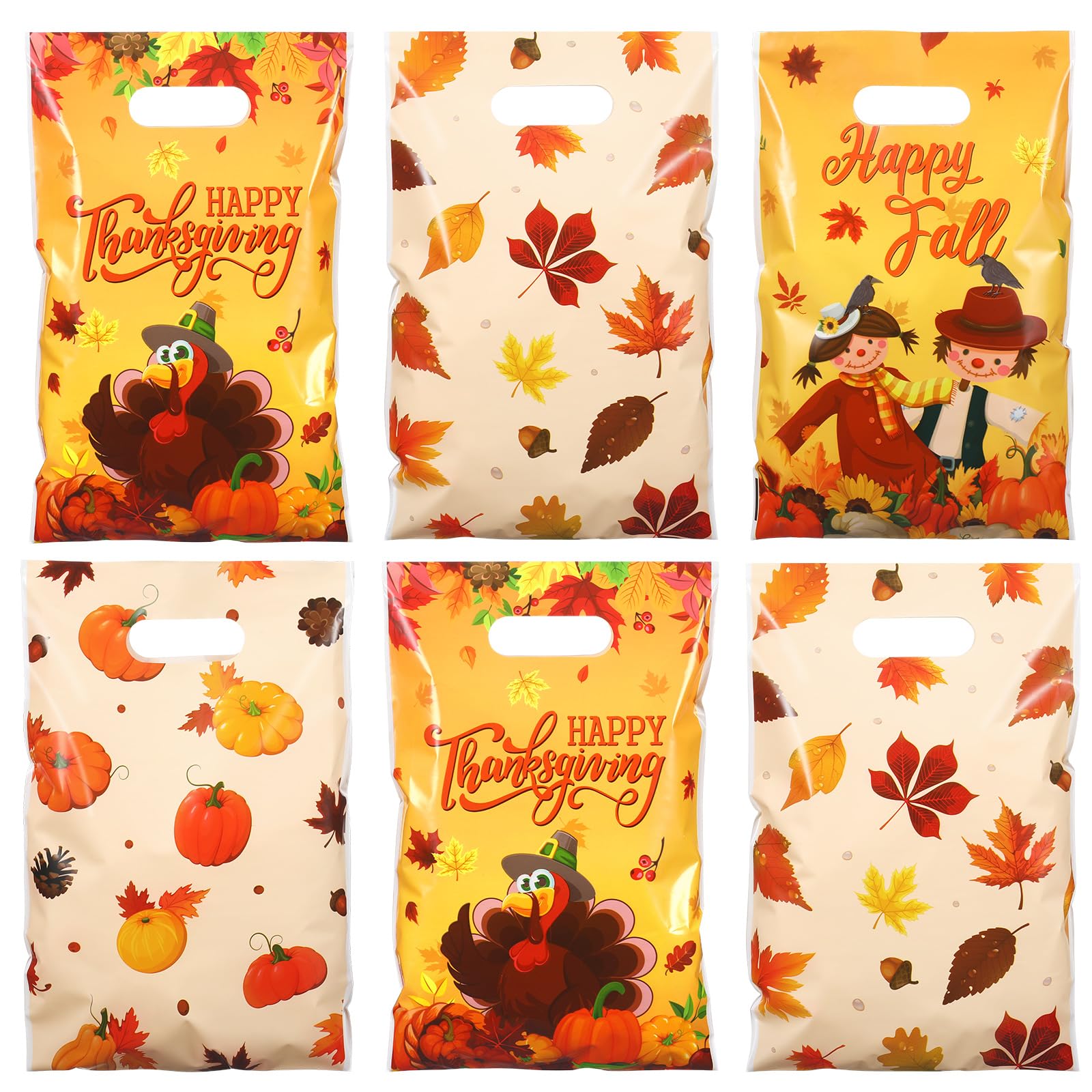 Amazon.com: Seajan 100 Pcs Thanksgiving Treat Bags with Handles ...