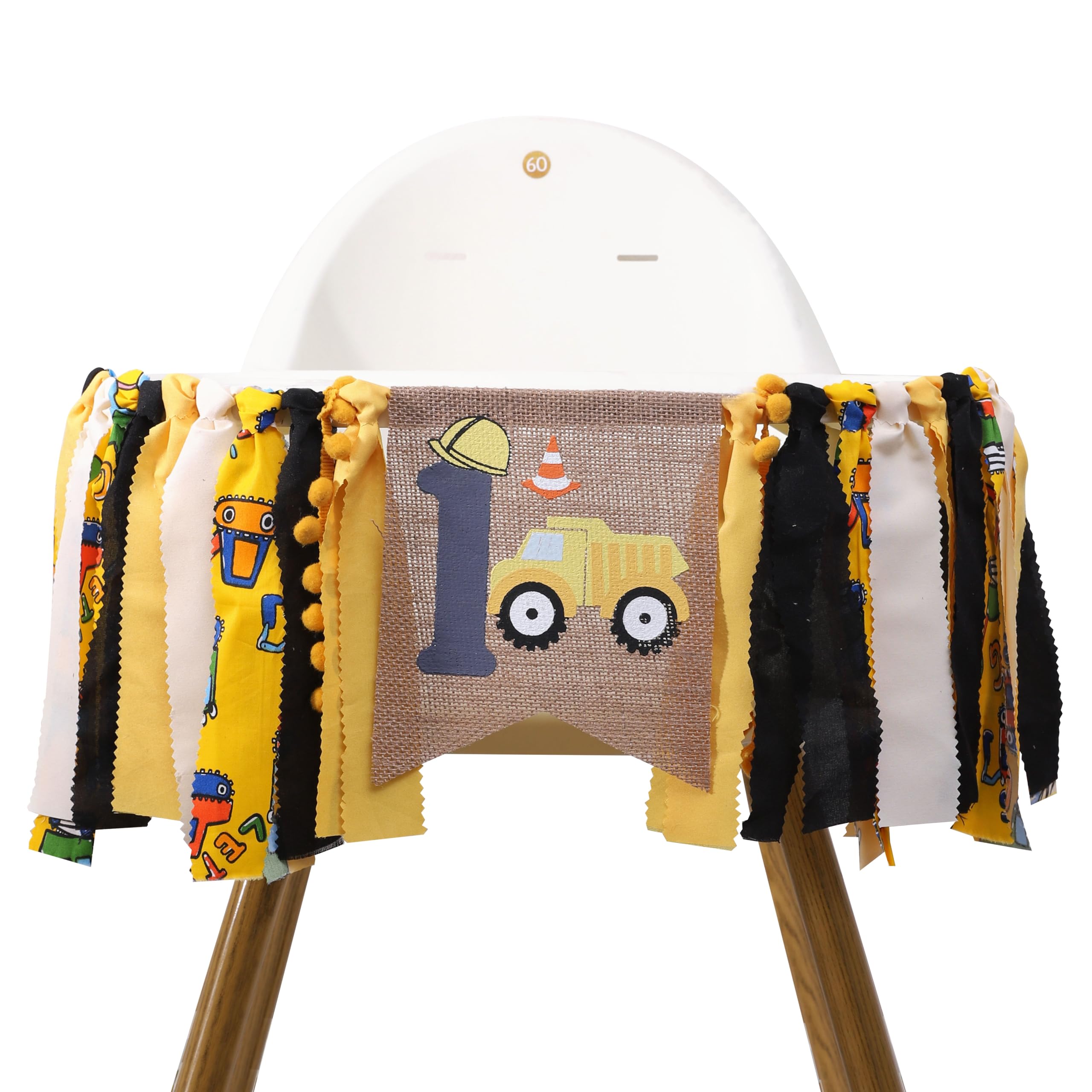 Amazon.com: Construction One High Chair Banner - Construction 1st ...