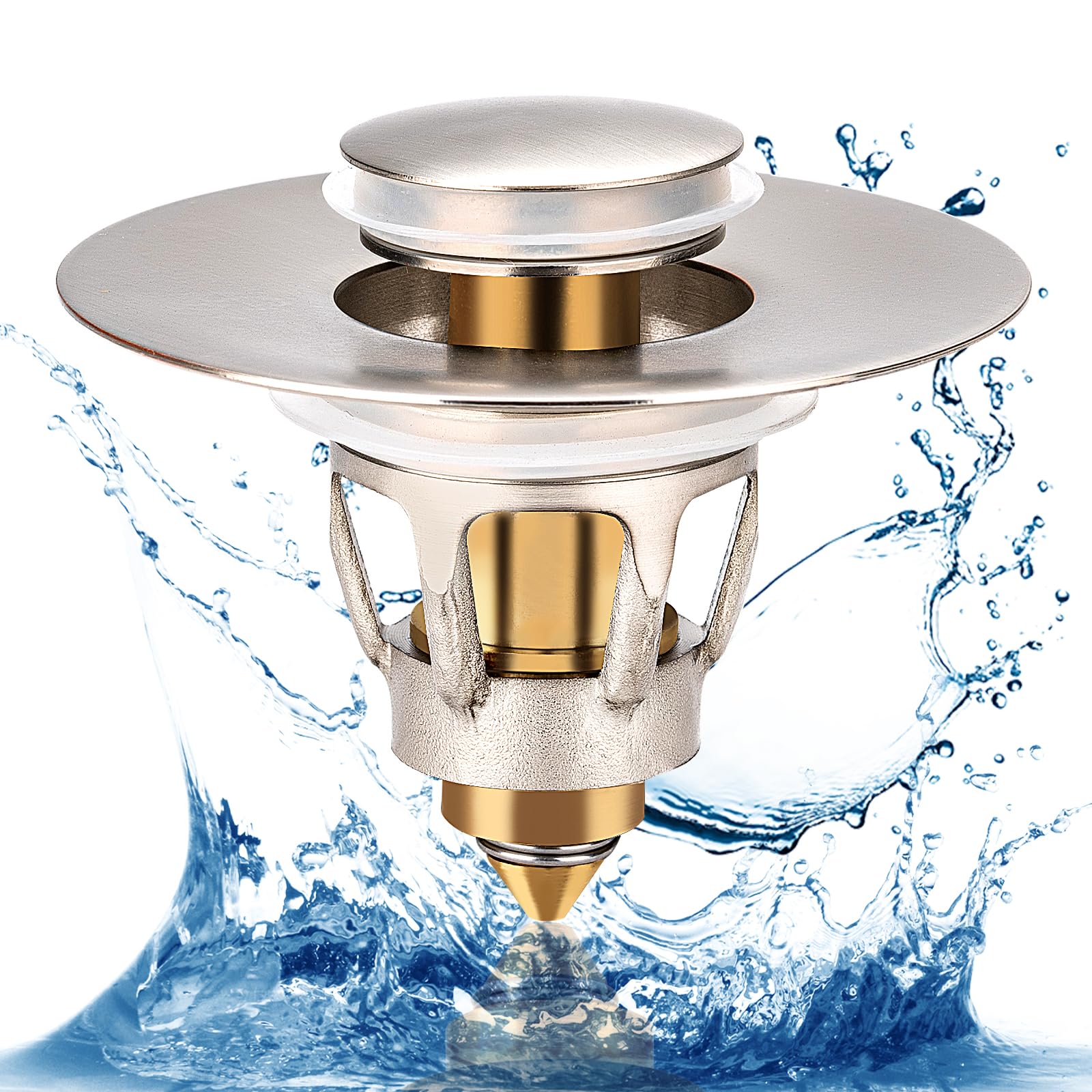 Three colors Brushed Nickel Bathroom Sink Stopper, 1.1-1.5" Bathroom ...