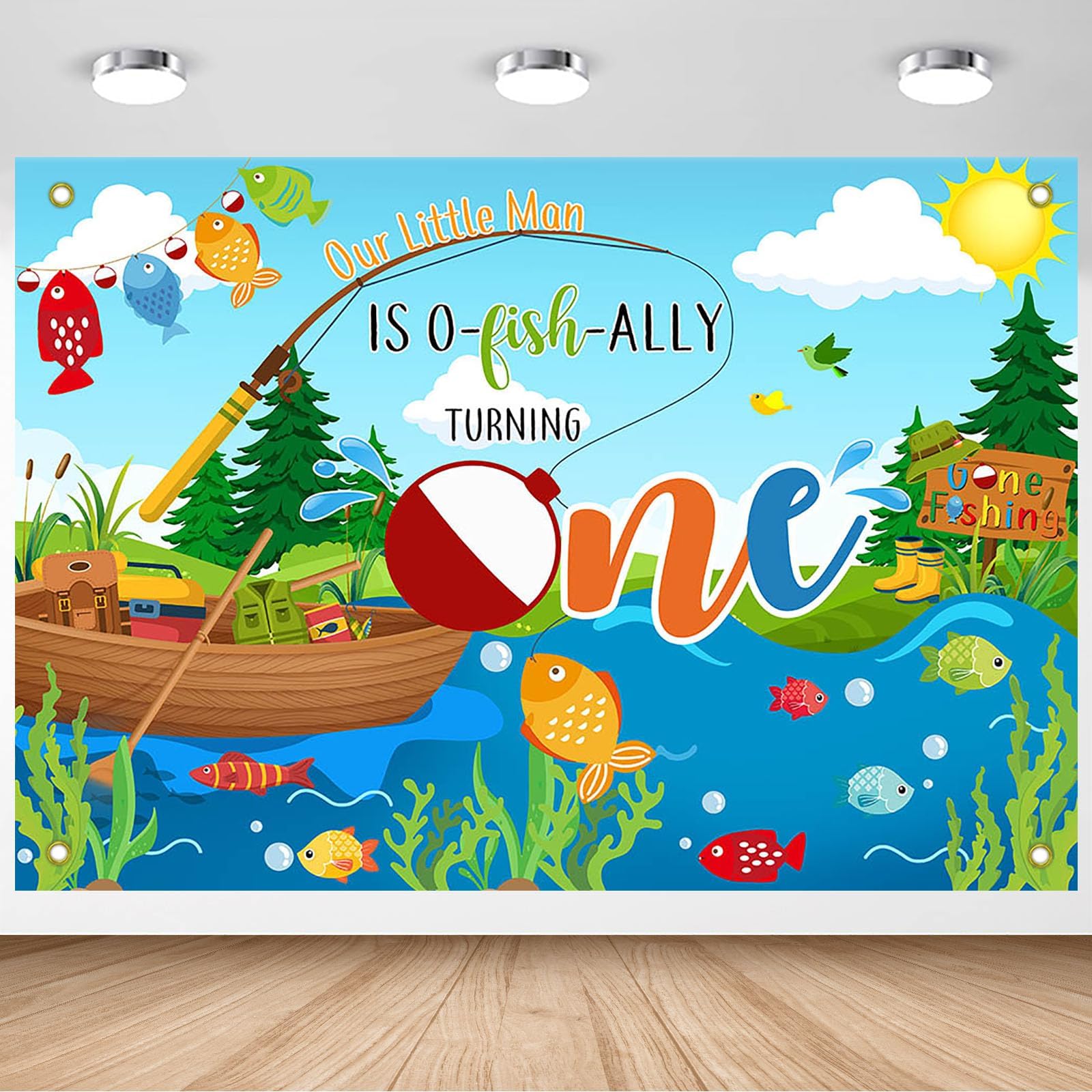 Amazon.com : Avezano Gone Fishing Backdrop for 1st Birthday Ofishally ...