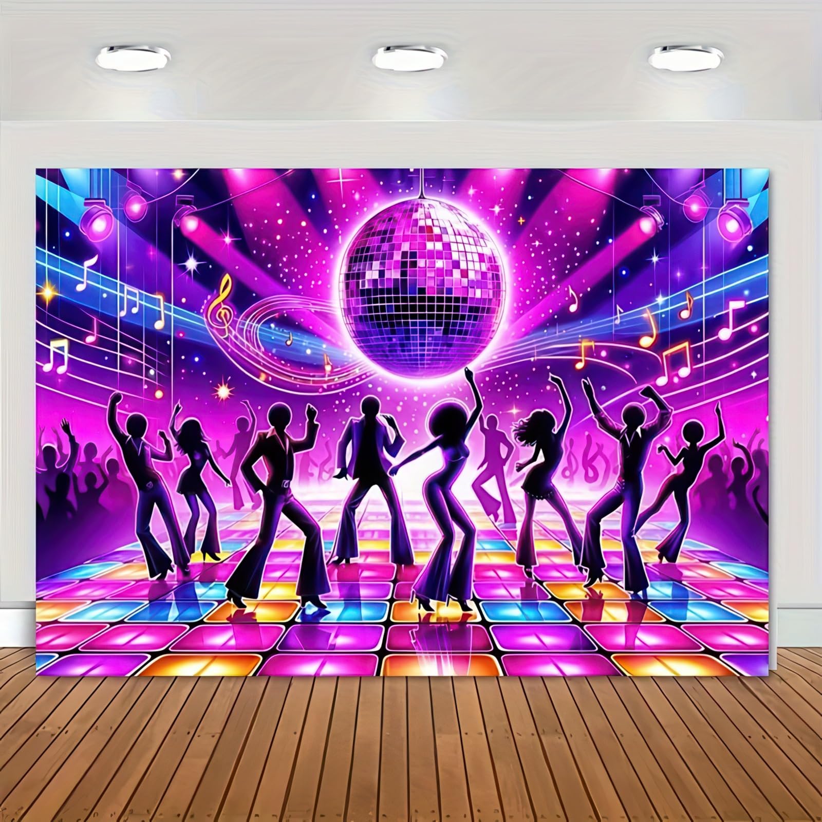 Disco Themed Party Decorations Pink Bow & Disco Ball Birthday Backdrop ...
