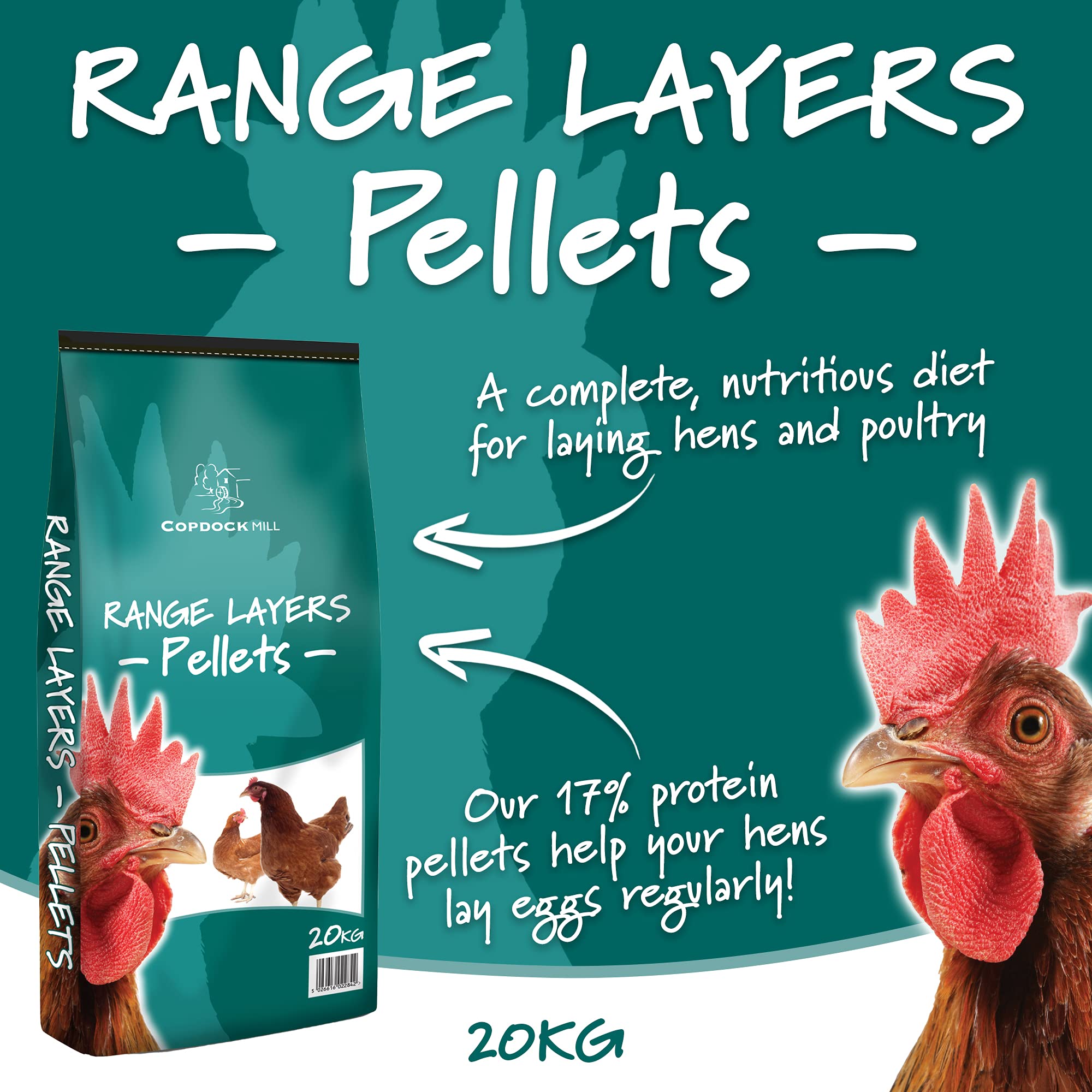 Copdock Mill Range Layers Pellets, 20kg Bag– Poultry Food for Chickens ...