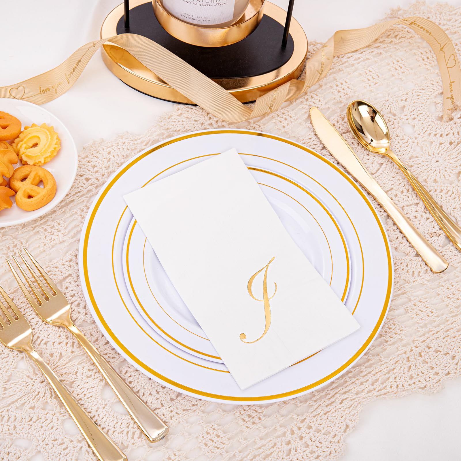 Snapklik.com : BUCLA 100PCS Gold Monogram Paper Napkins Letter J ...