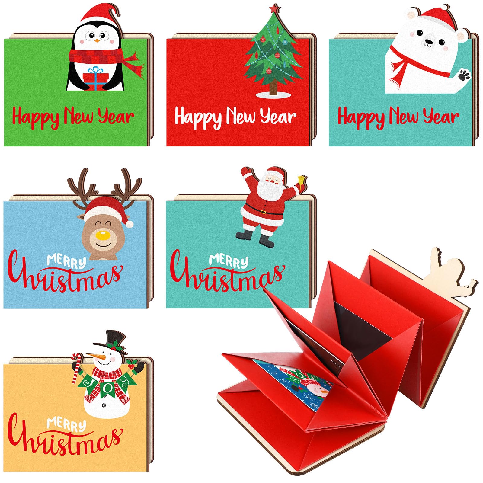 Amazon.com : Gilprop 6 Pcs Christmas Gift Card Holders Cute Wooden ...