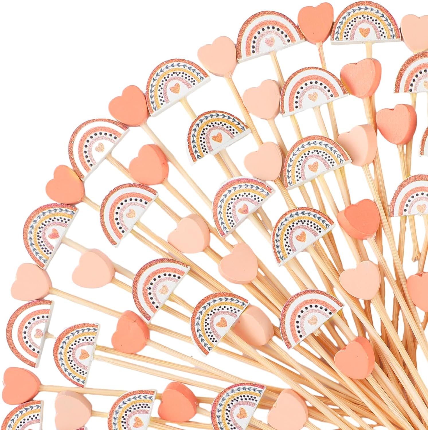 Amazon.com | Boho Rainbow Cocktail Picks Bamboo Toothpicks for ...