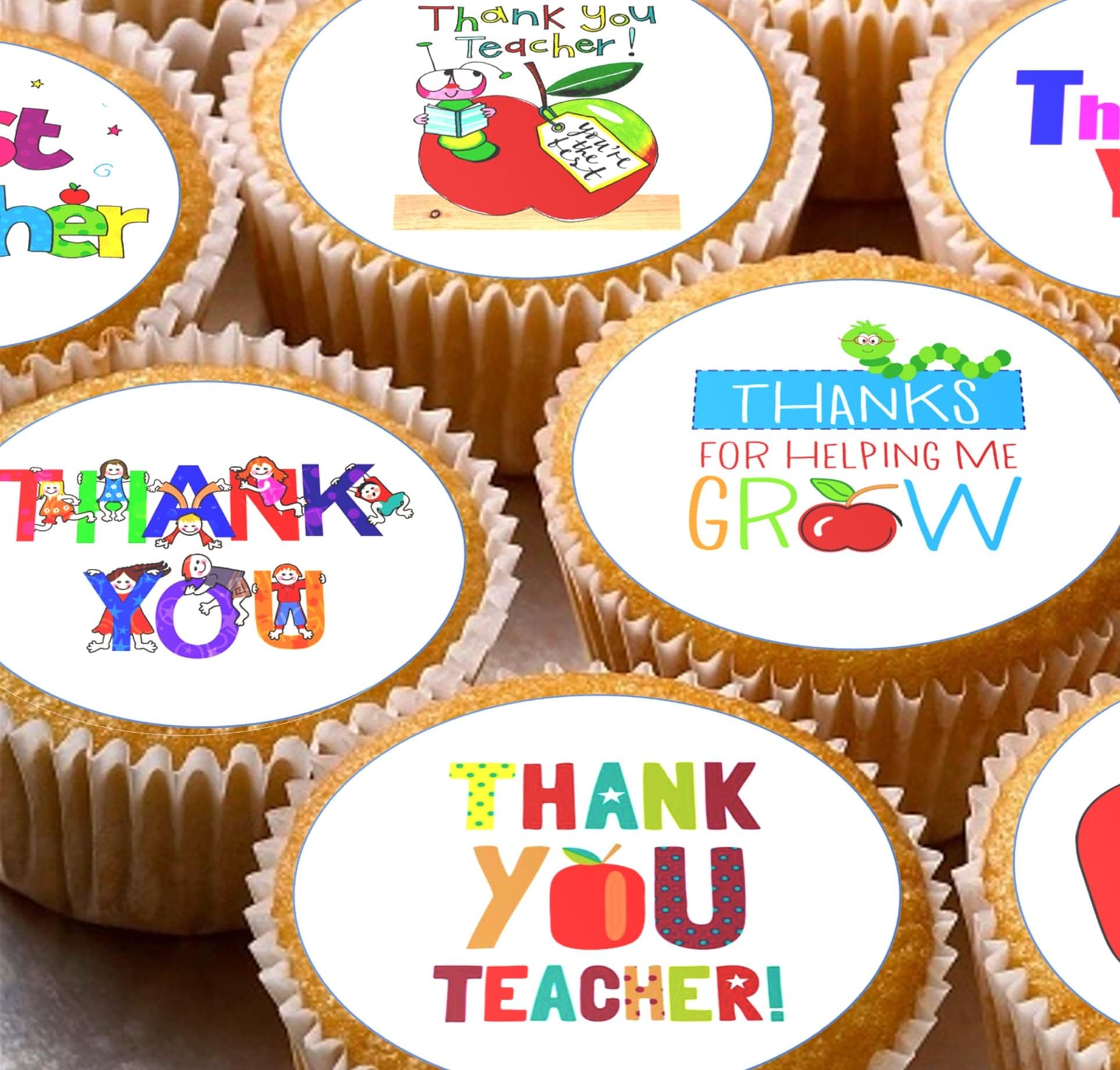 30 Thank You Teacher Cupcake Toppers Edible Wafer Paper Fairy Cake ...