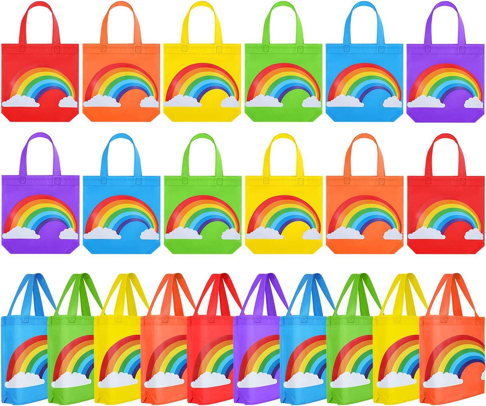 Amazon.com: Kajaia 32 Pieces Rainbow Non Woven Tote Gift Bags with ...