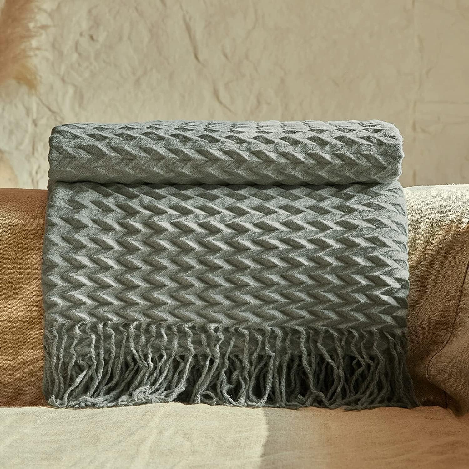 Amazon.com: ZonLi Sage Green Throw Blanket, 50" x 60", Soft and Cozy Spring Textured Blanket for ...